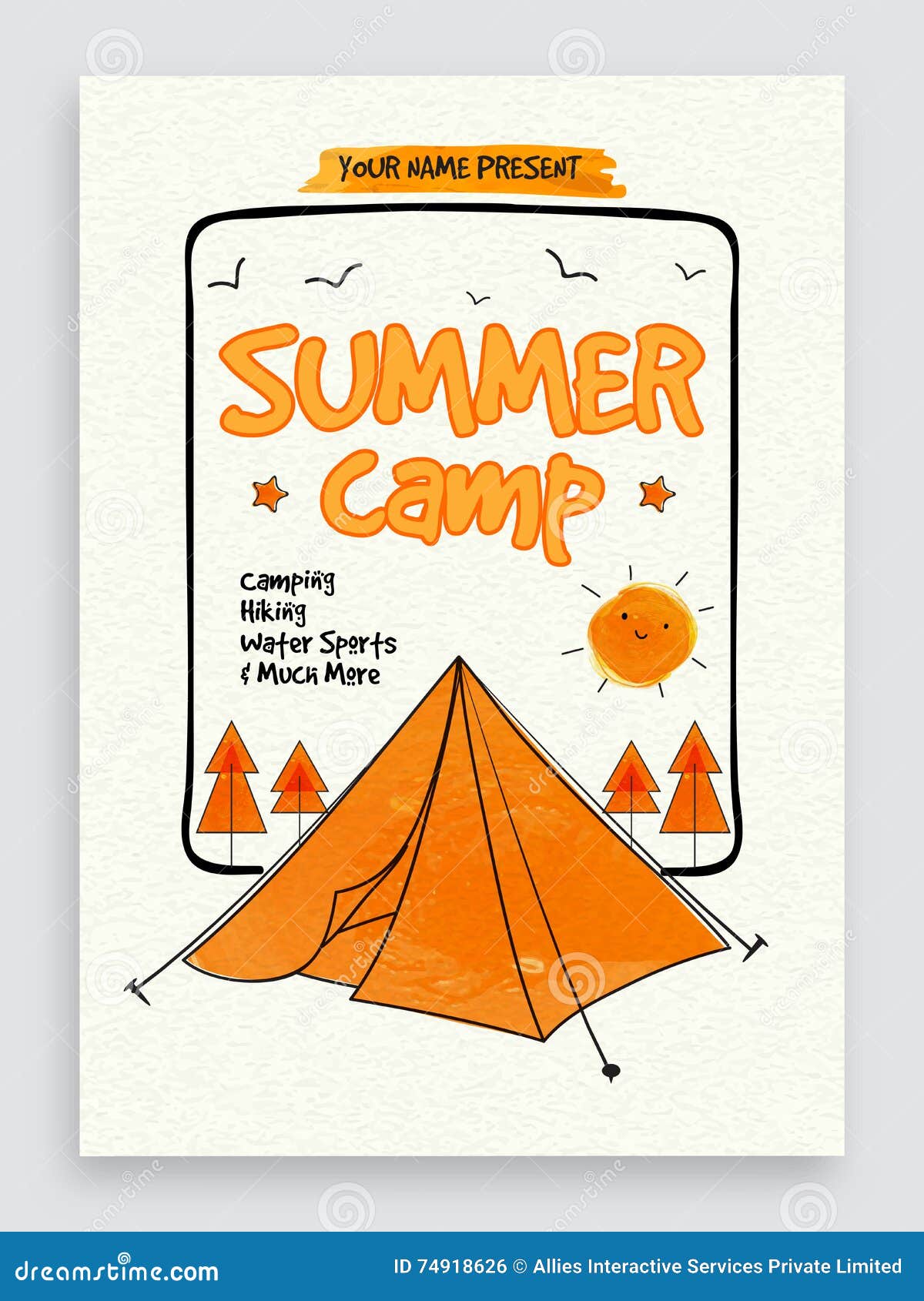 Summer Camp Template, Banner or Flyer Design. Stock Illustration ...