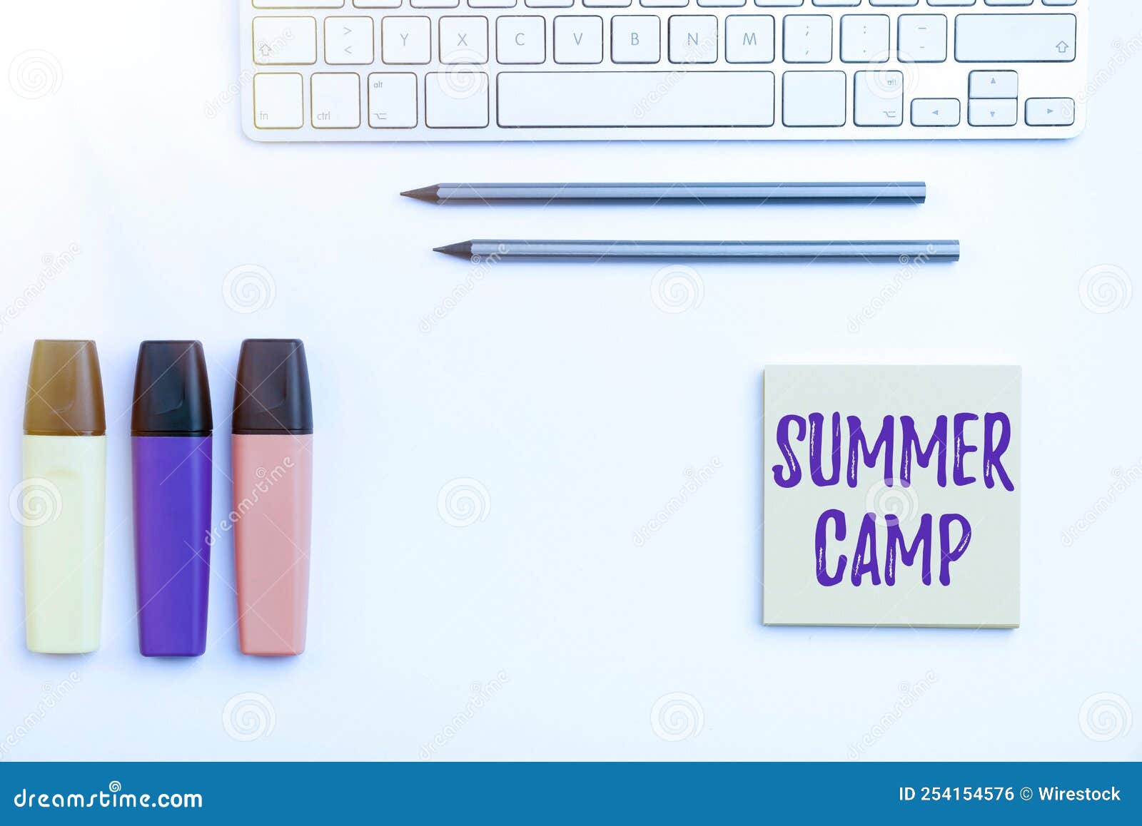 SUMMER CAMP Text Written on Sticky Paper on a Table with Pencils ...