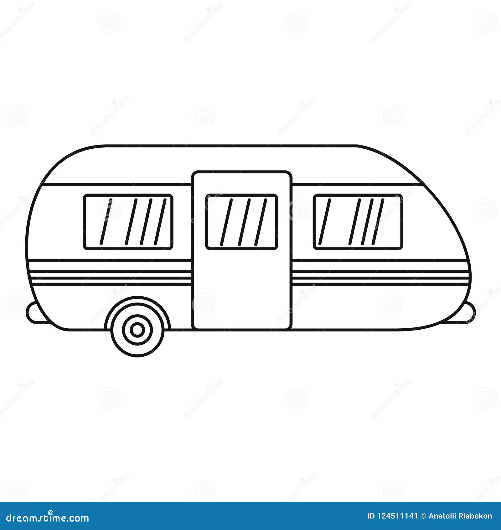 Summer Camp Trailer Icon, Outline Style Stock Illustration ...