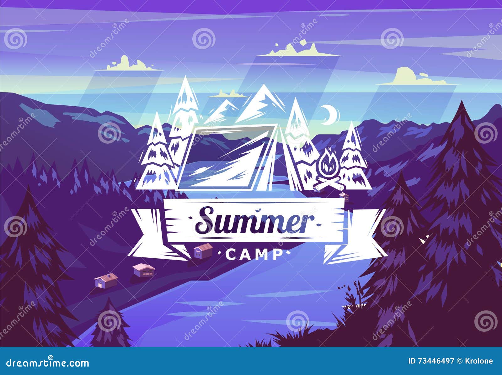 Summer Camp Typography Design on Vector Background Stock Vector ...