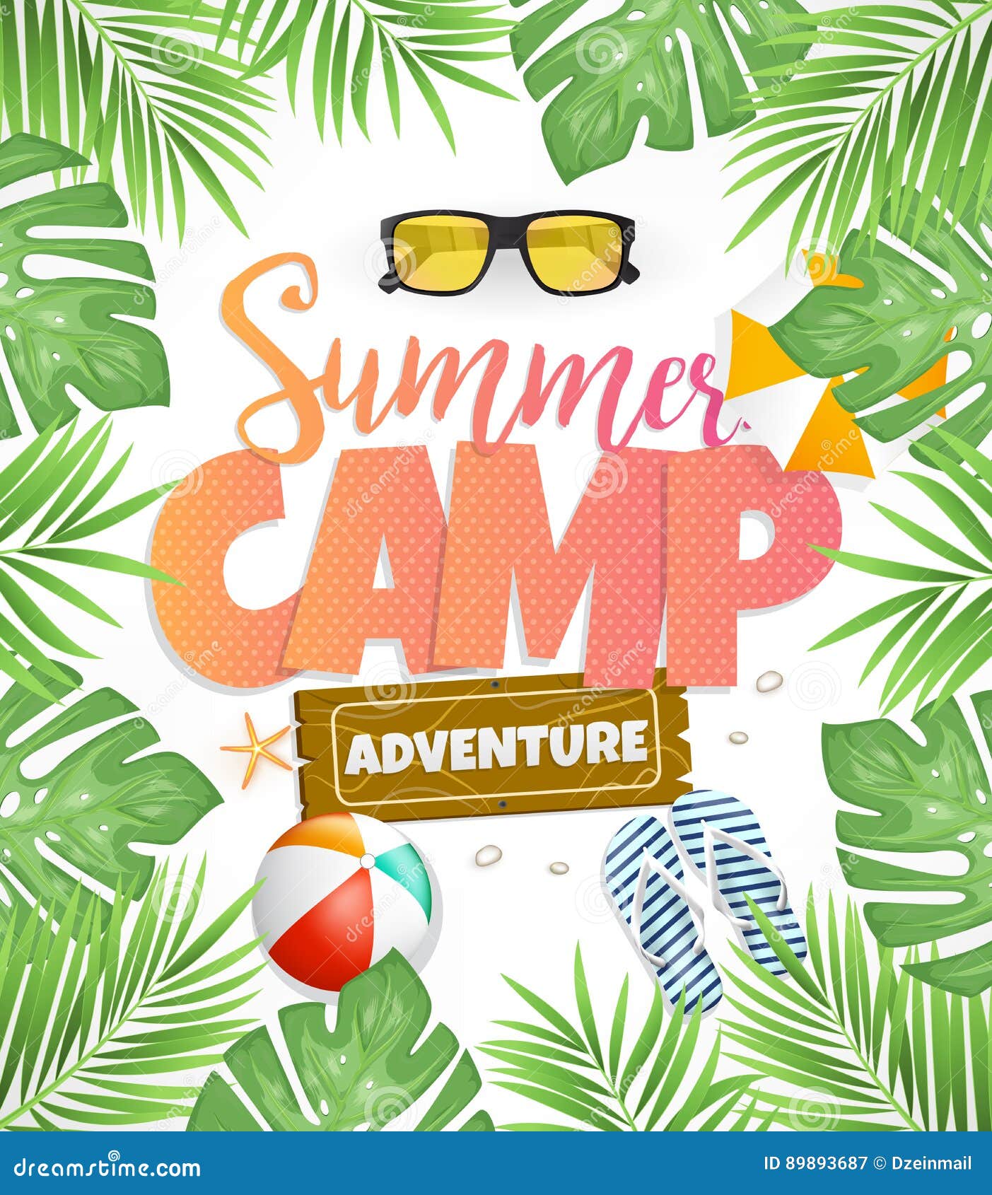Summer Camp Vector Poster Design for Adventure Stock Vector ...