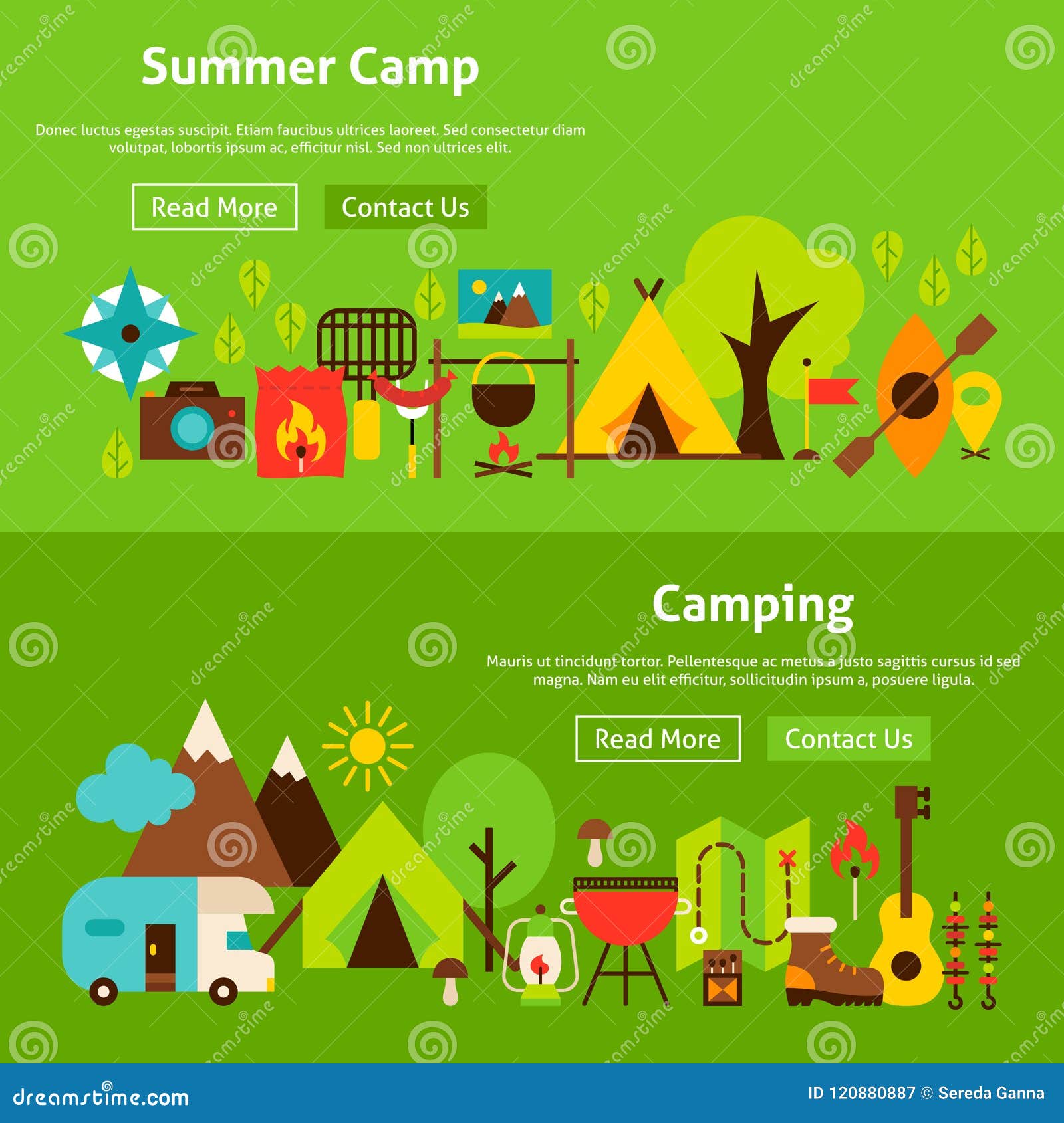 Summer Camp Website Banners Stock Vector - Illustration of concept ...
