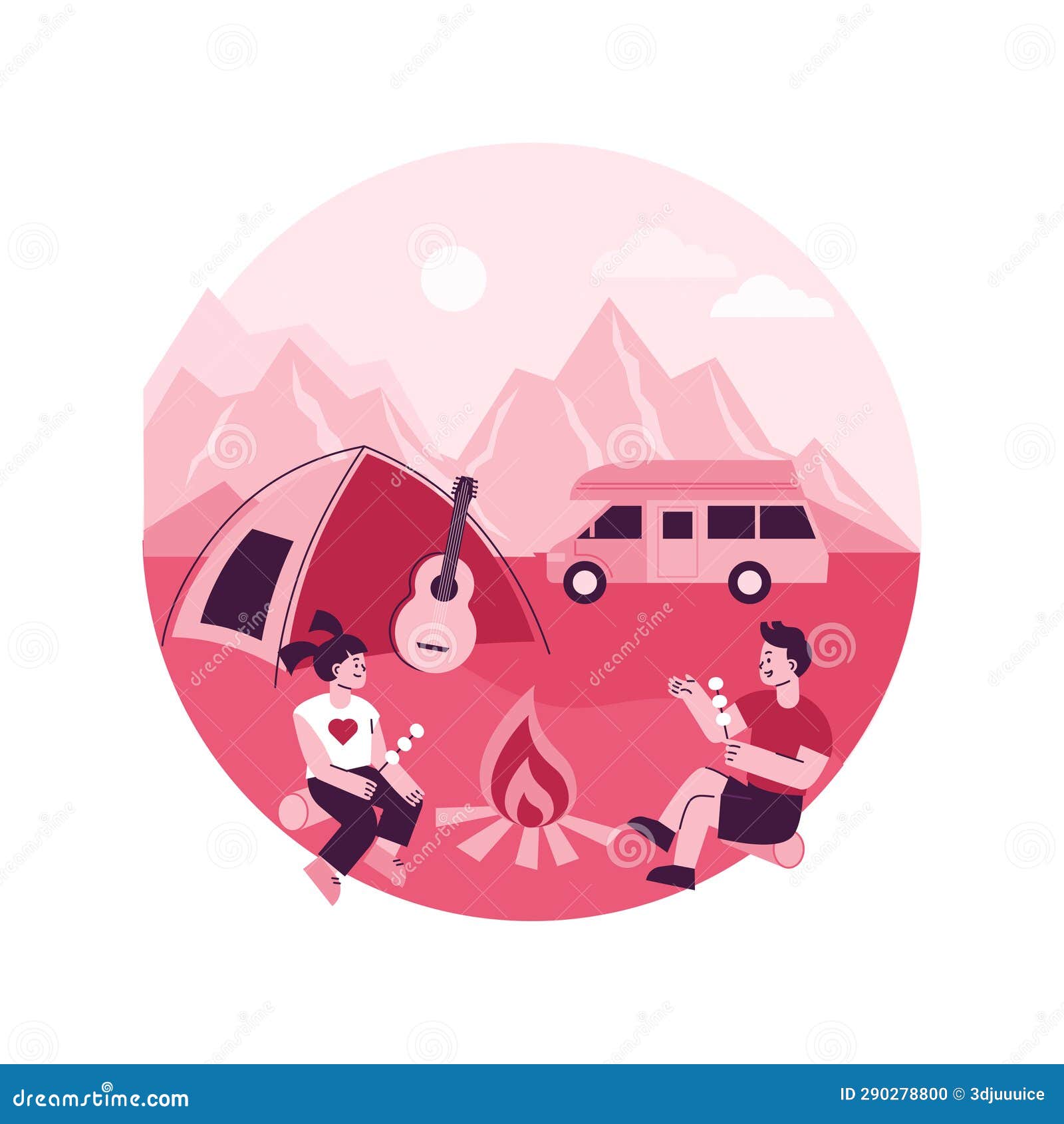 Summer Camping Abstract Concept Vector Illustration Stock Illustration