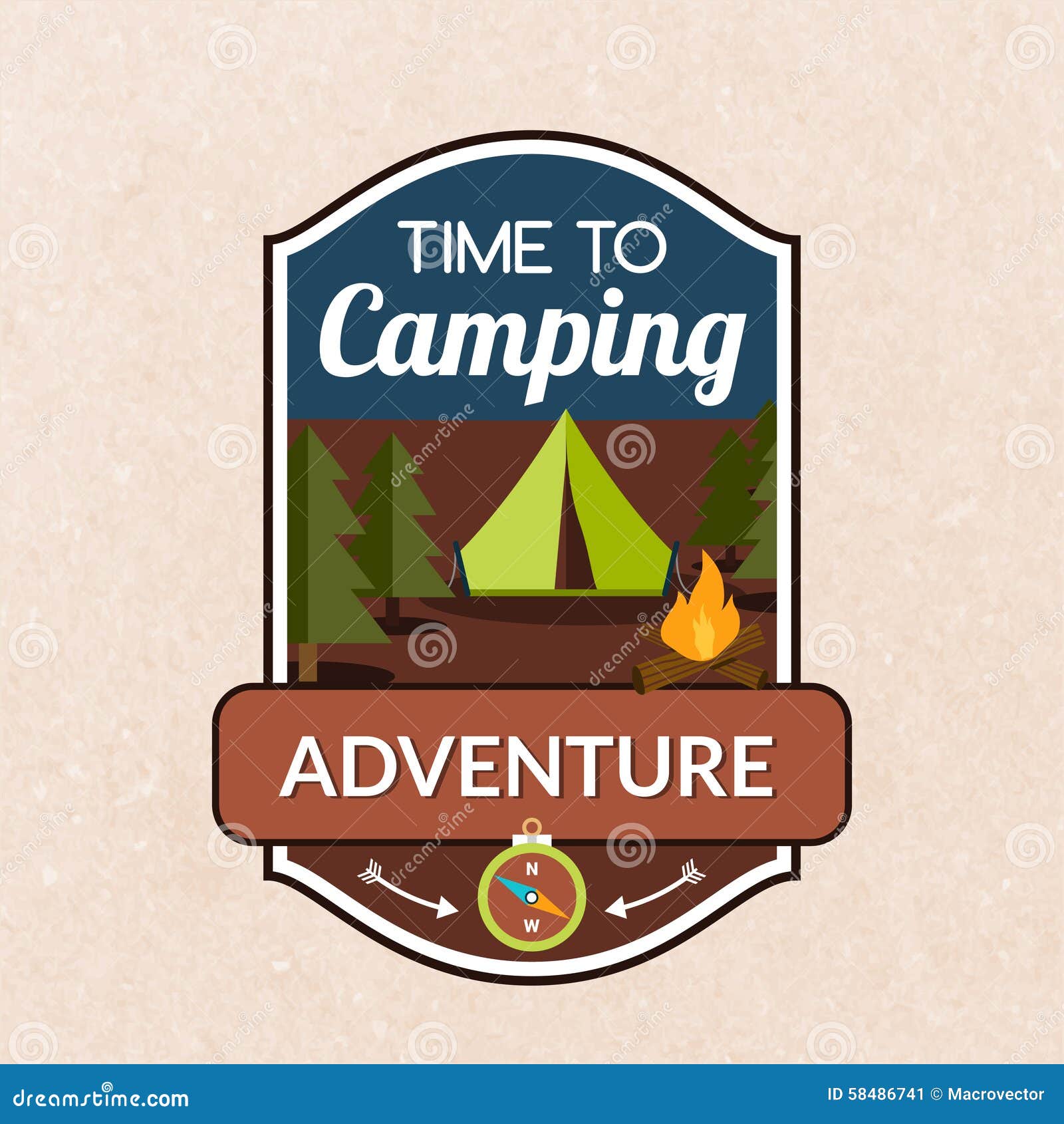 Summer Camping Emblem stock vector. Illustration of label - 58486741