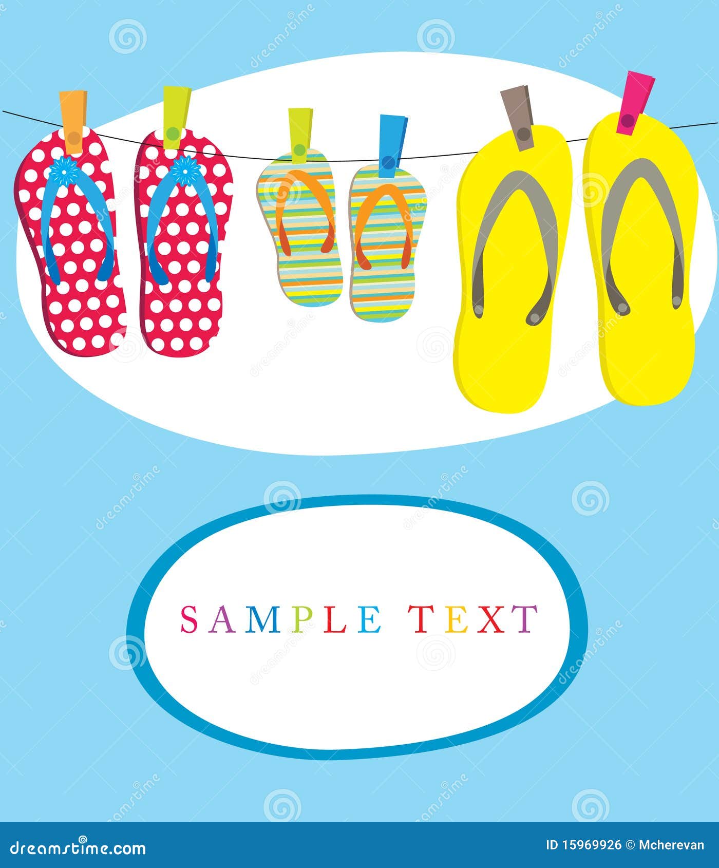 Summer card with slippers stock illustration. Illustration of flip ...