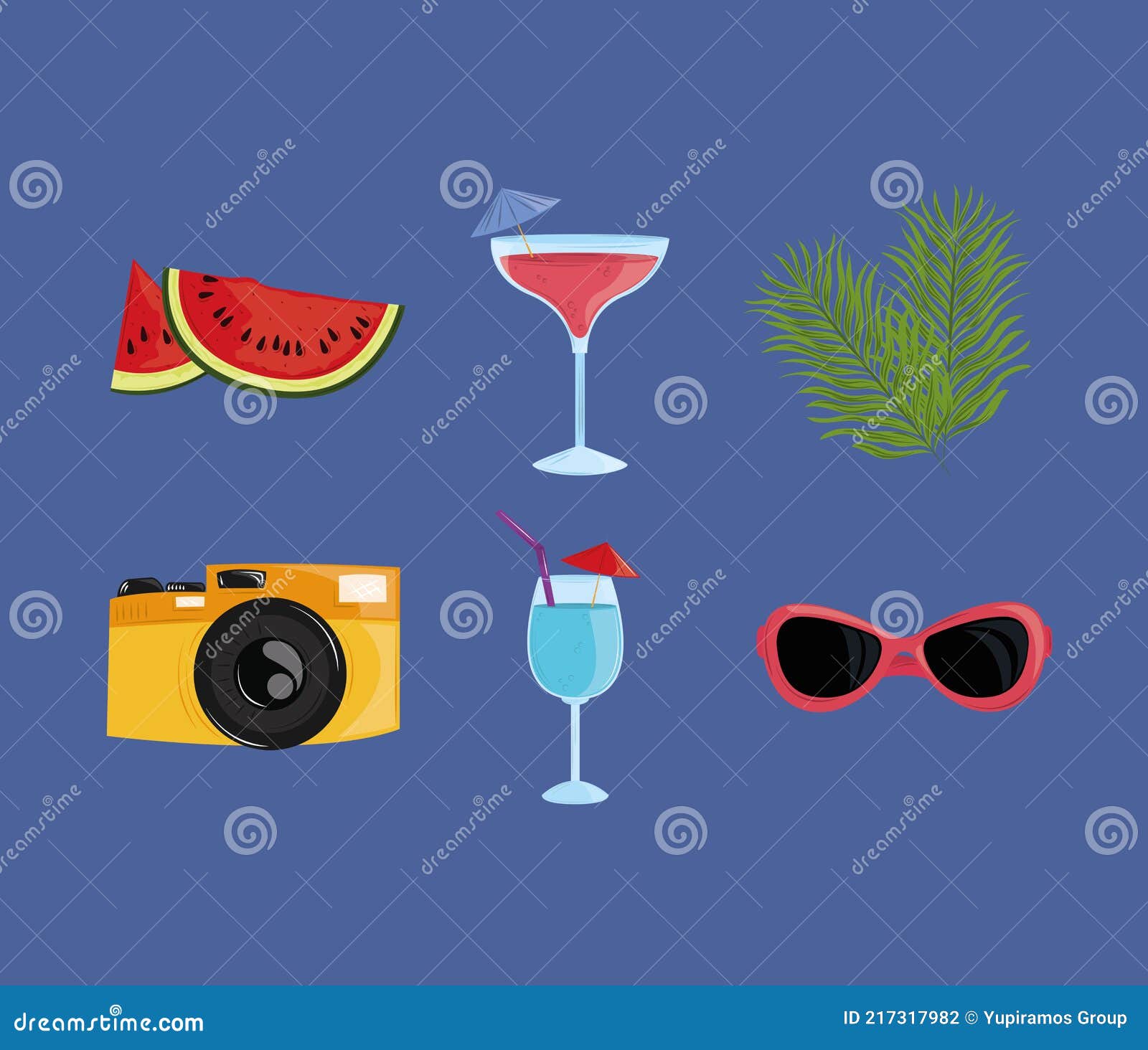 Summer cartoon set stock vector. Illustration of leisure - 217317982