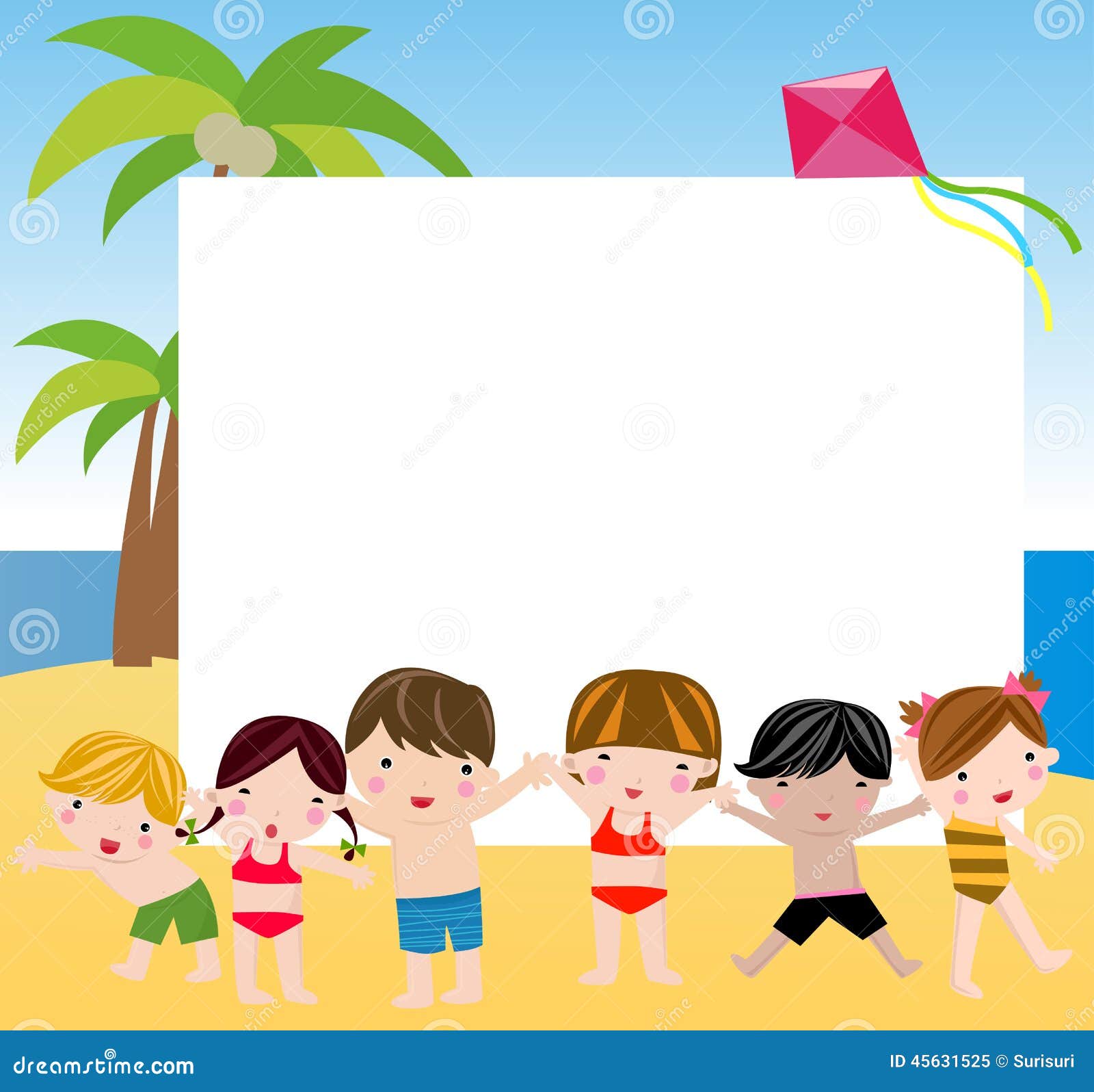 Summer children stock vector. Illustration of blue, frame - 45631525