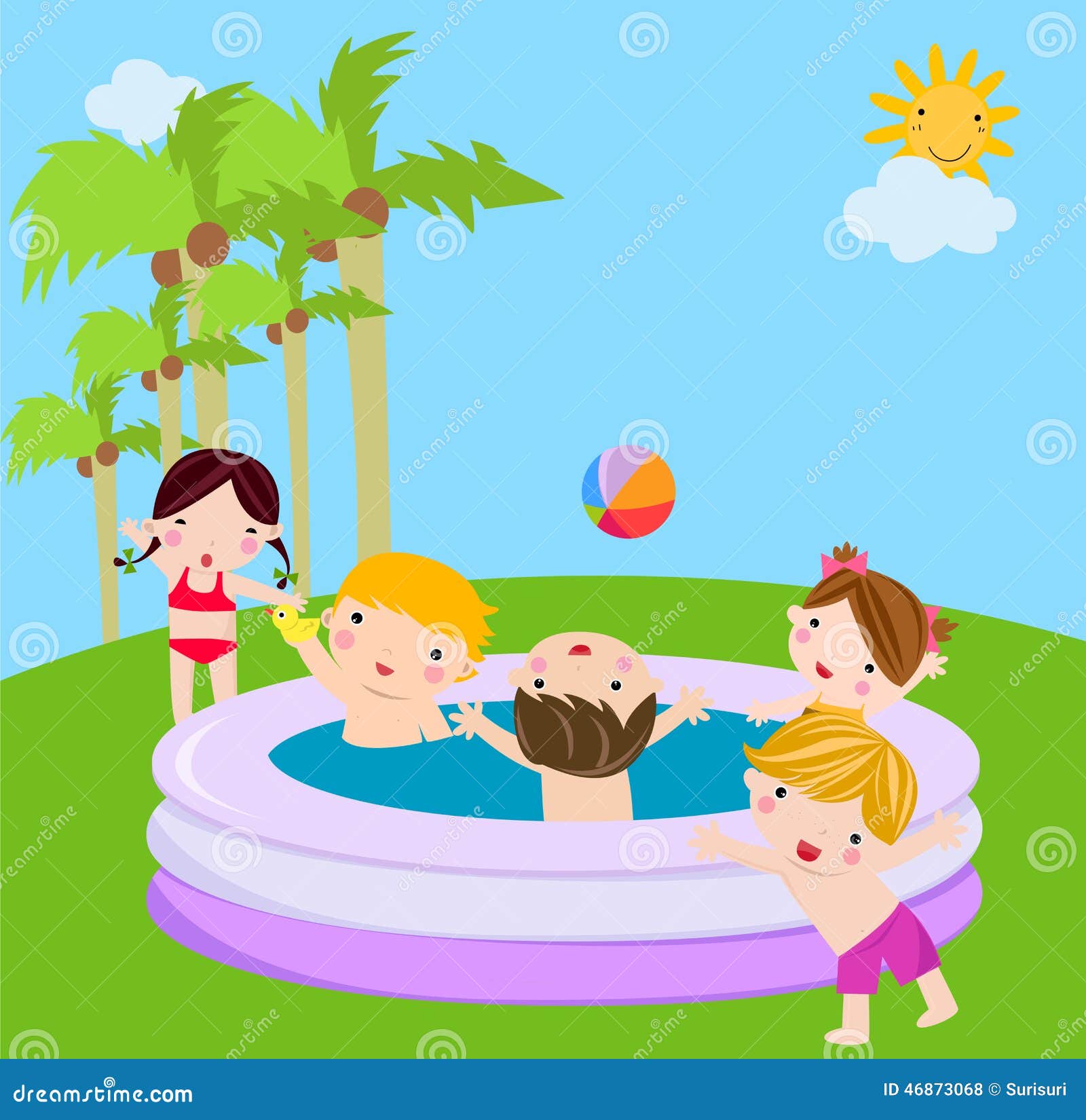 Summer children playing stock vector. Illustration of people - 46873068