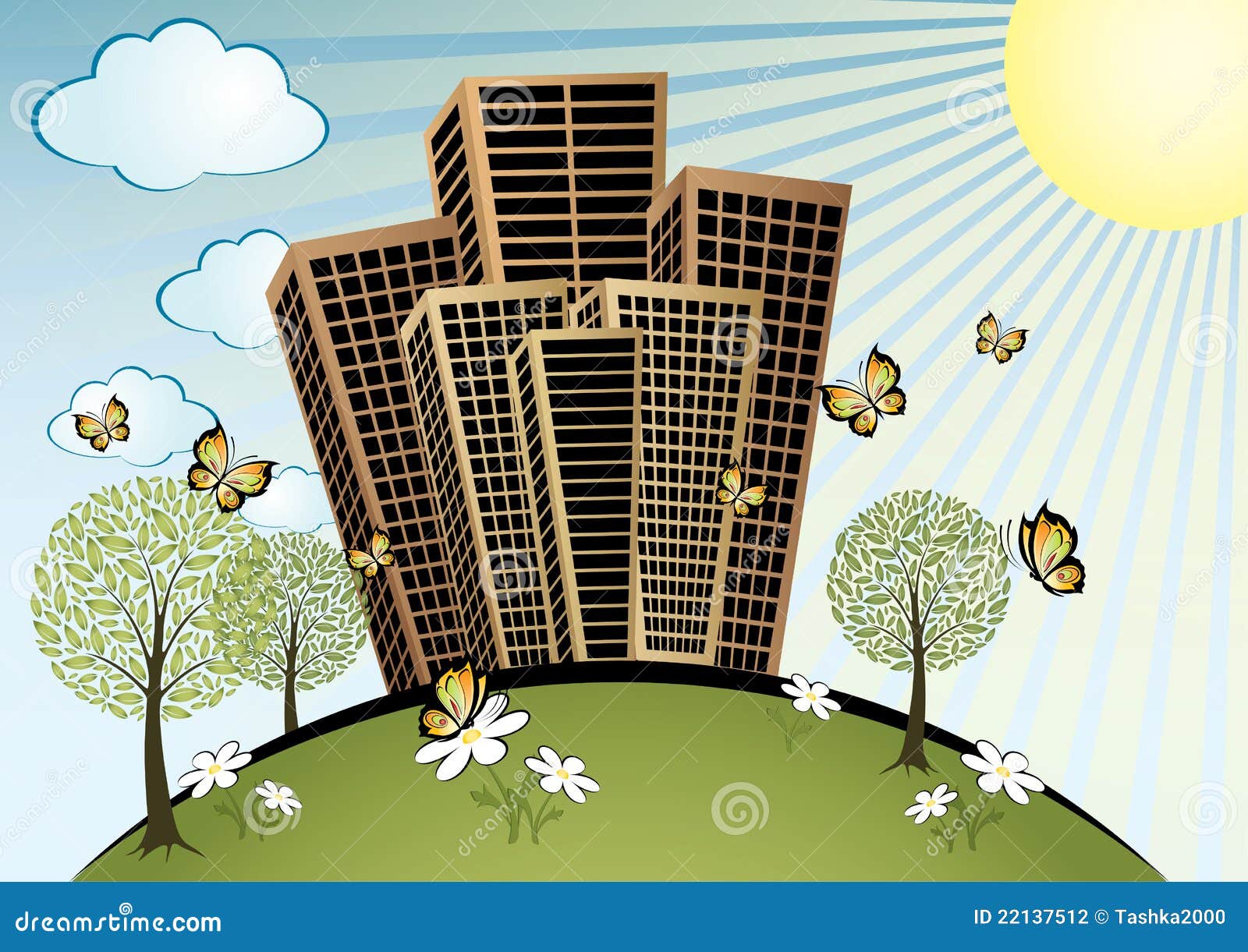 Summer in City stock vector. Illustration of camomile - 22137512