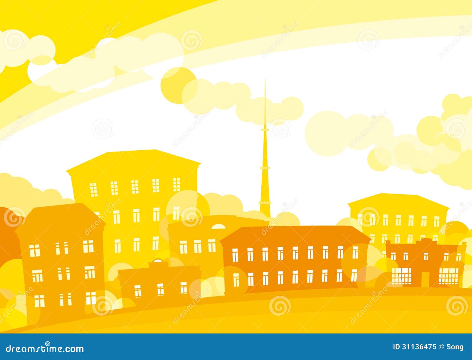 Summer city stock vector. Illustration of silhouette - 31136475