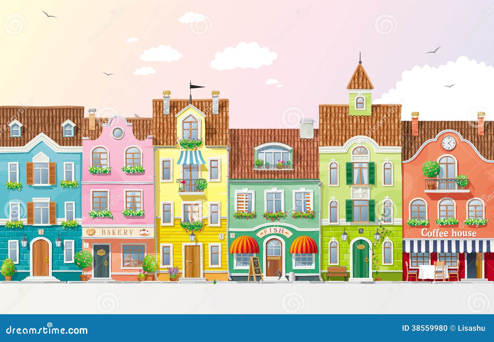 Summer cityscape stock vector. Illustration of history - 38559980