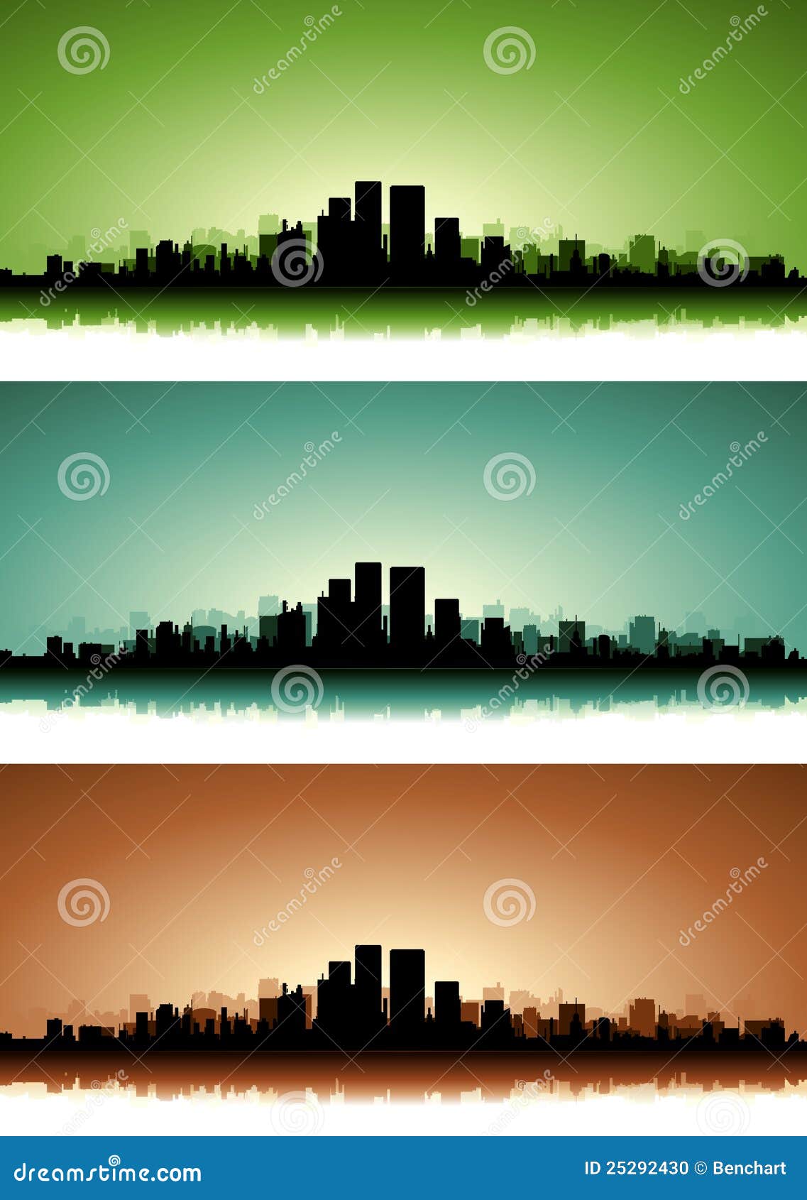 Summer Cityscape Banner Set Stock Vector - Illustration of town, port ...