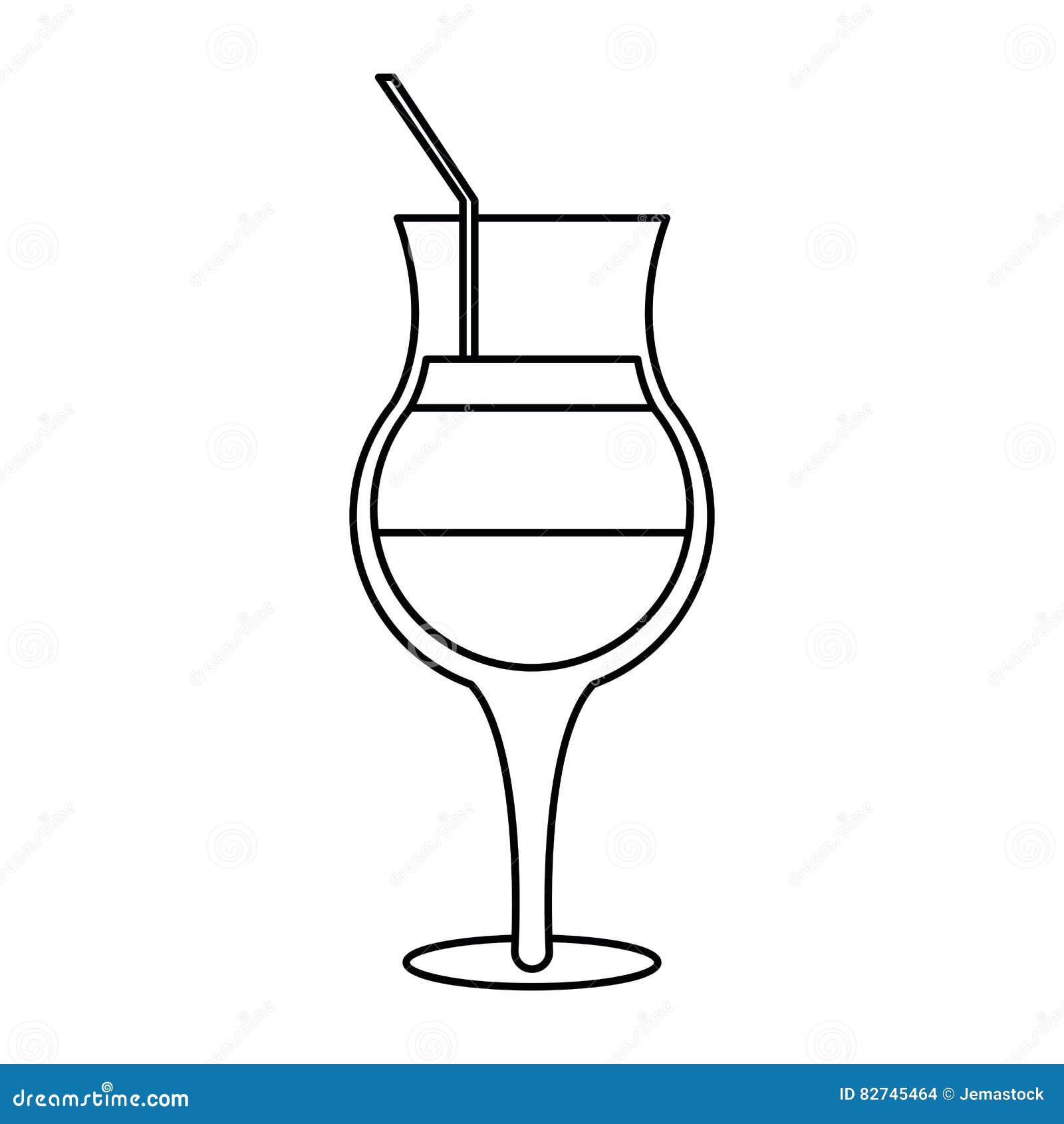 Summer Cocktail Glass Alcohol Outline Stock Vector - Illustration of ...