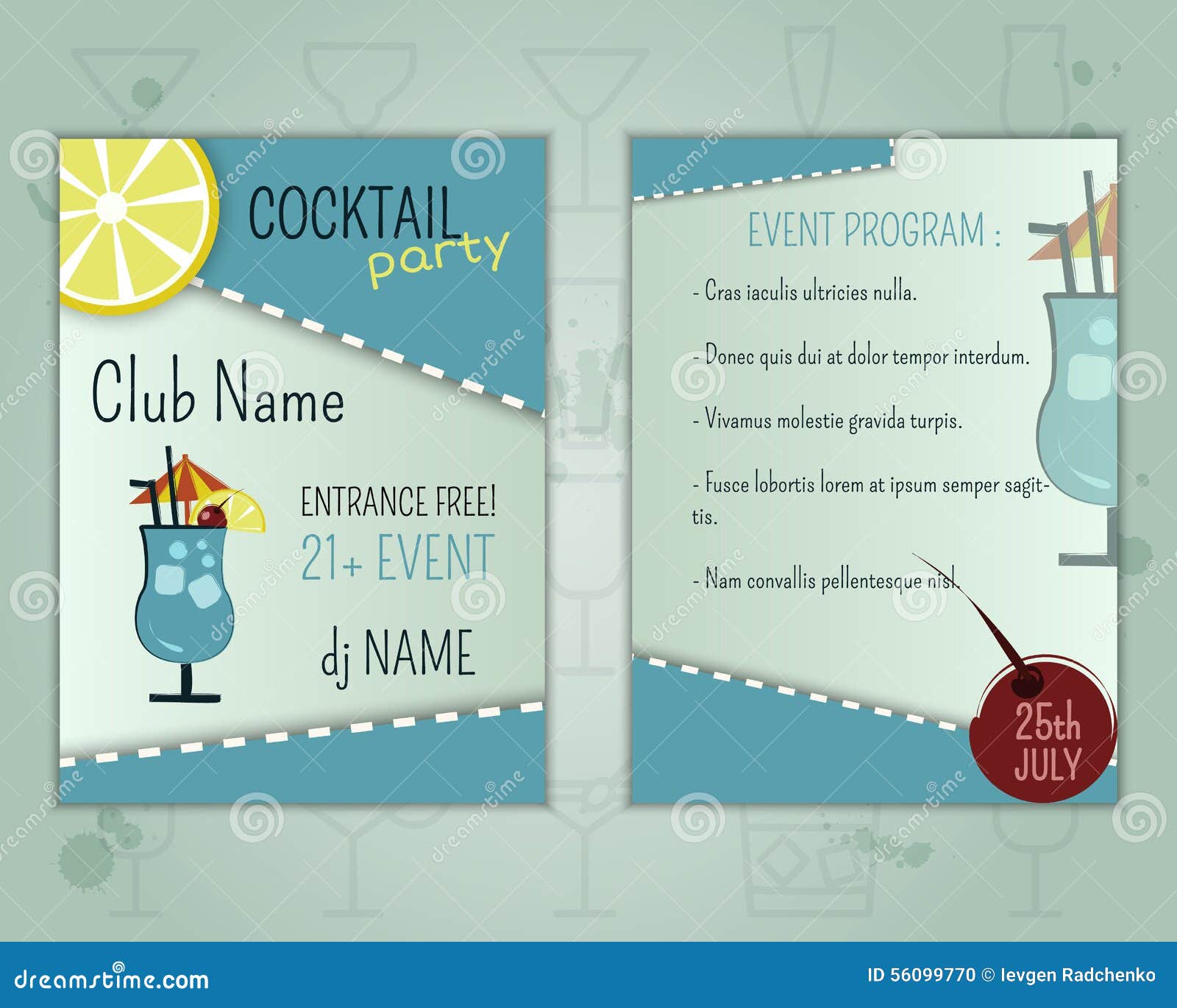 Summer Cocktail Party Flyer Layout Template with Stock Vector ...