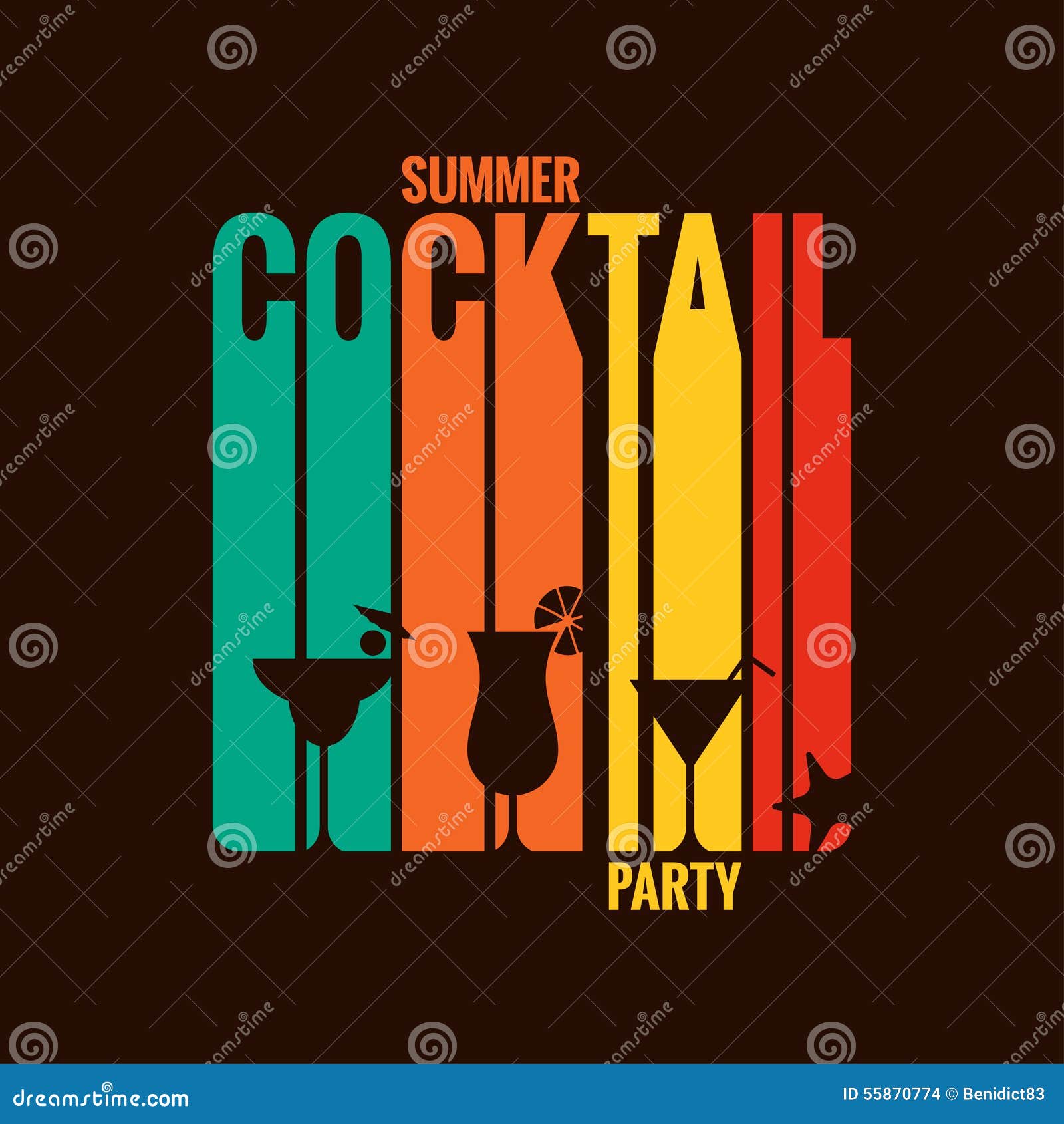 Summer Cocktail. 3D Beach Drink. Pool Party Beverage Poster. Happy Hour ...
