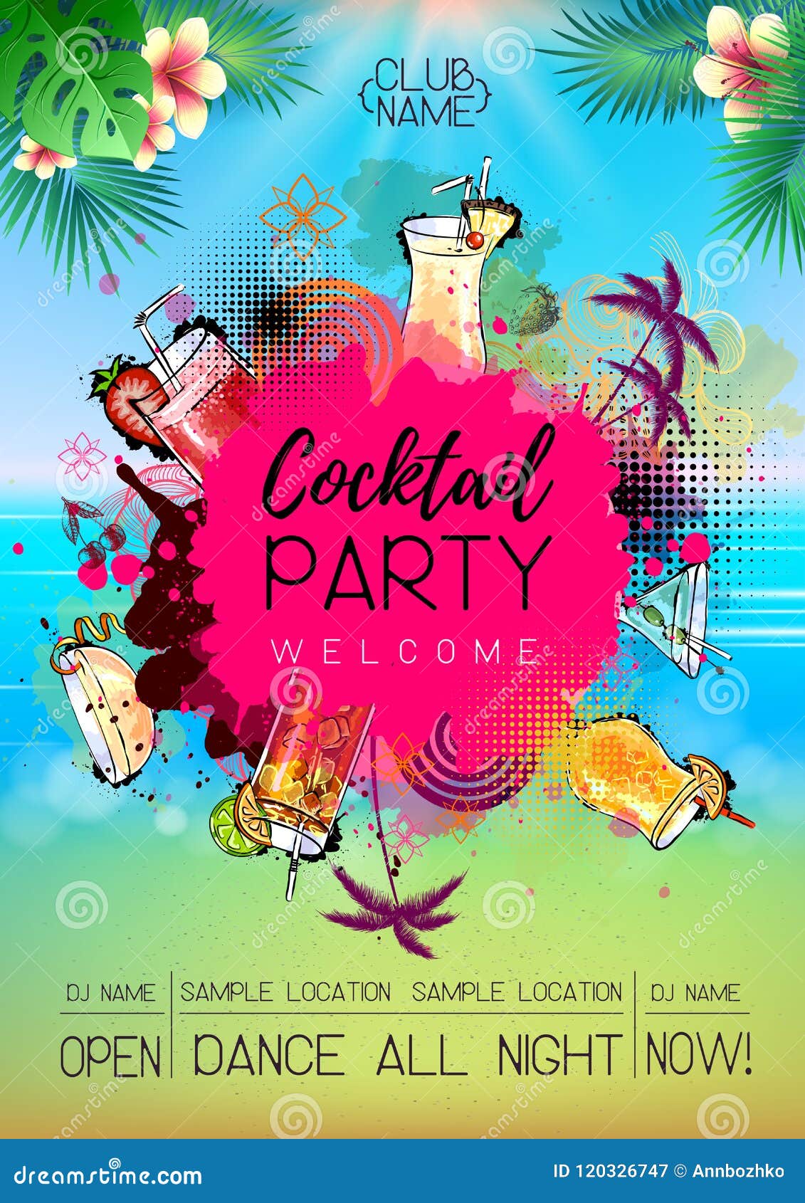 Summer Cocktail Party Poster Design. Cocktail Menu Stock Vector ...