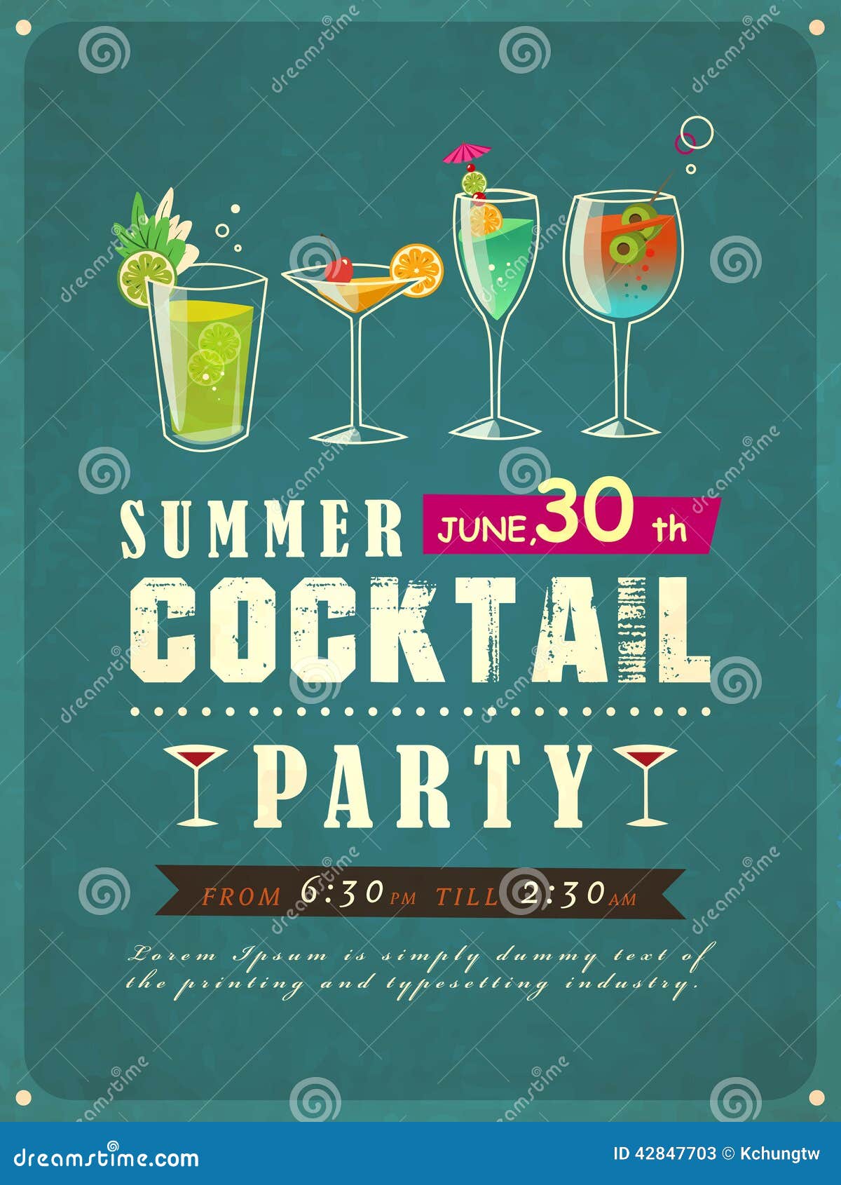 Summer Cocktail. 3D Beach Drink. Pool Party Beverage Poster. Happy Hour ...