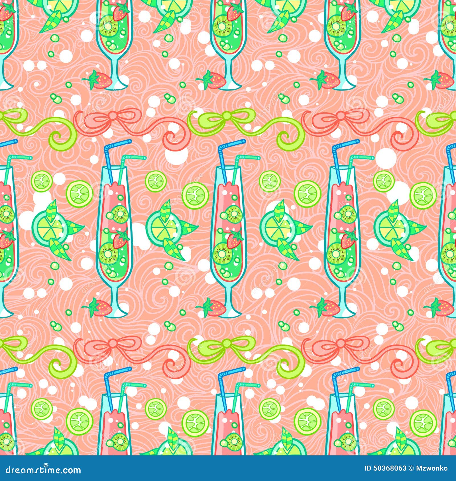 Summer Cocktail Pattern Background Stock Vector - Illustration of ...