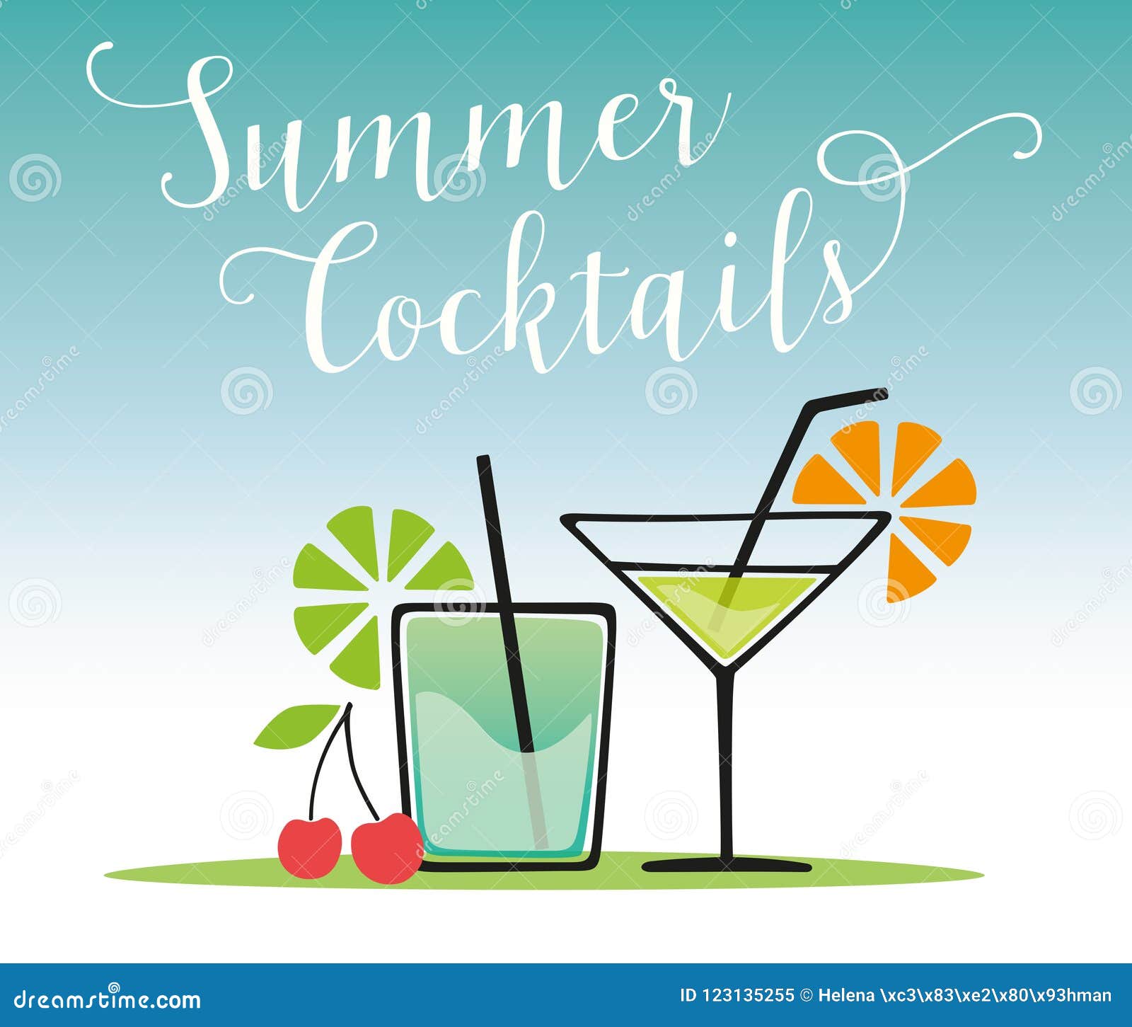 Summer Cocktails stock vector. Illustration of cocktails - 123135255