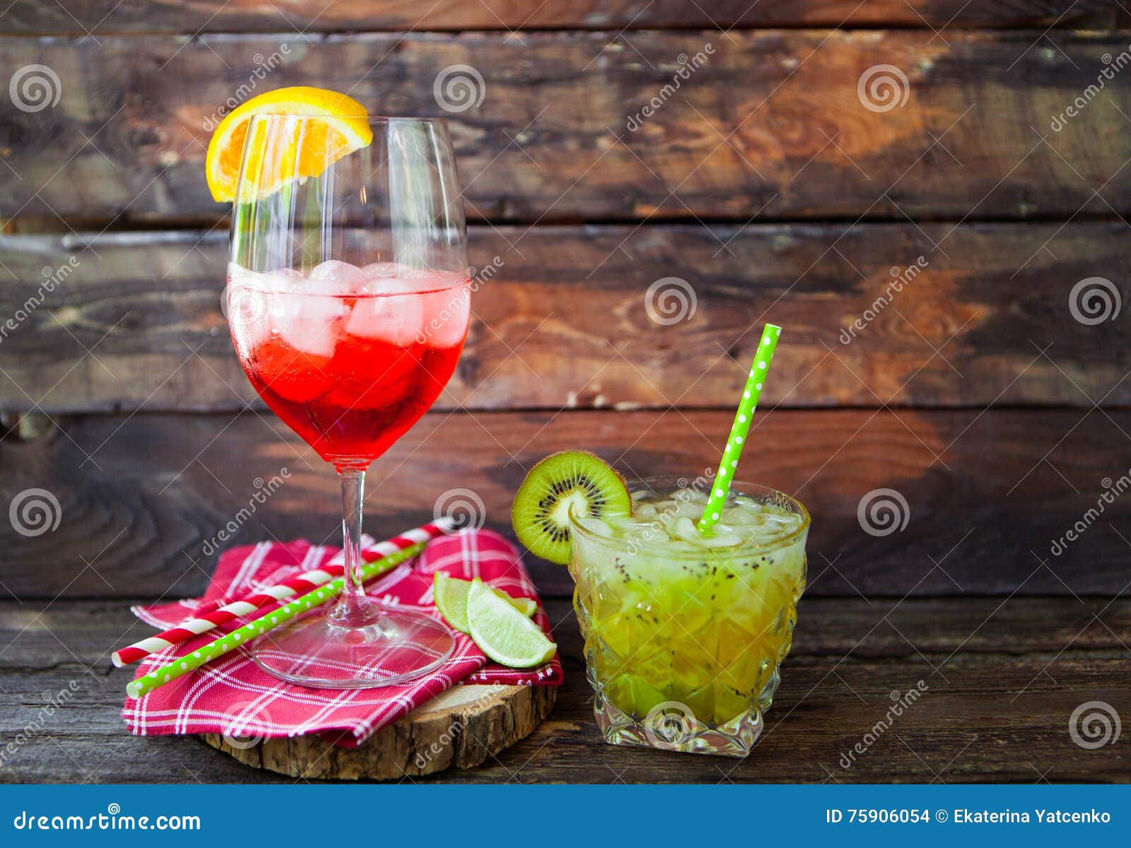 Summer Cocktails on a Rustic Wood Stock Photo - Image of expertise ...