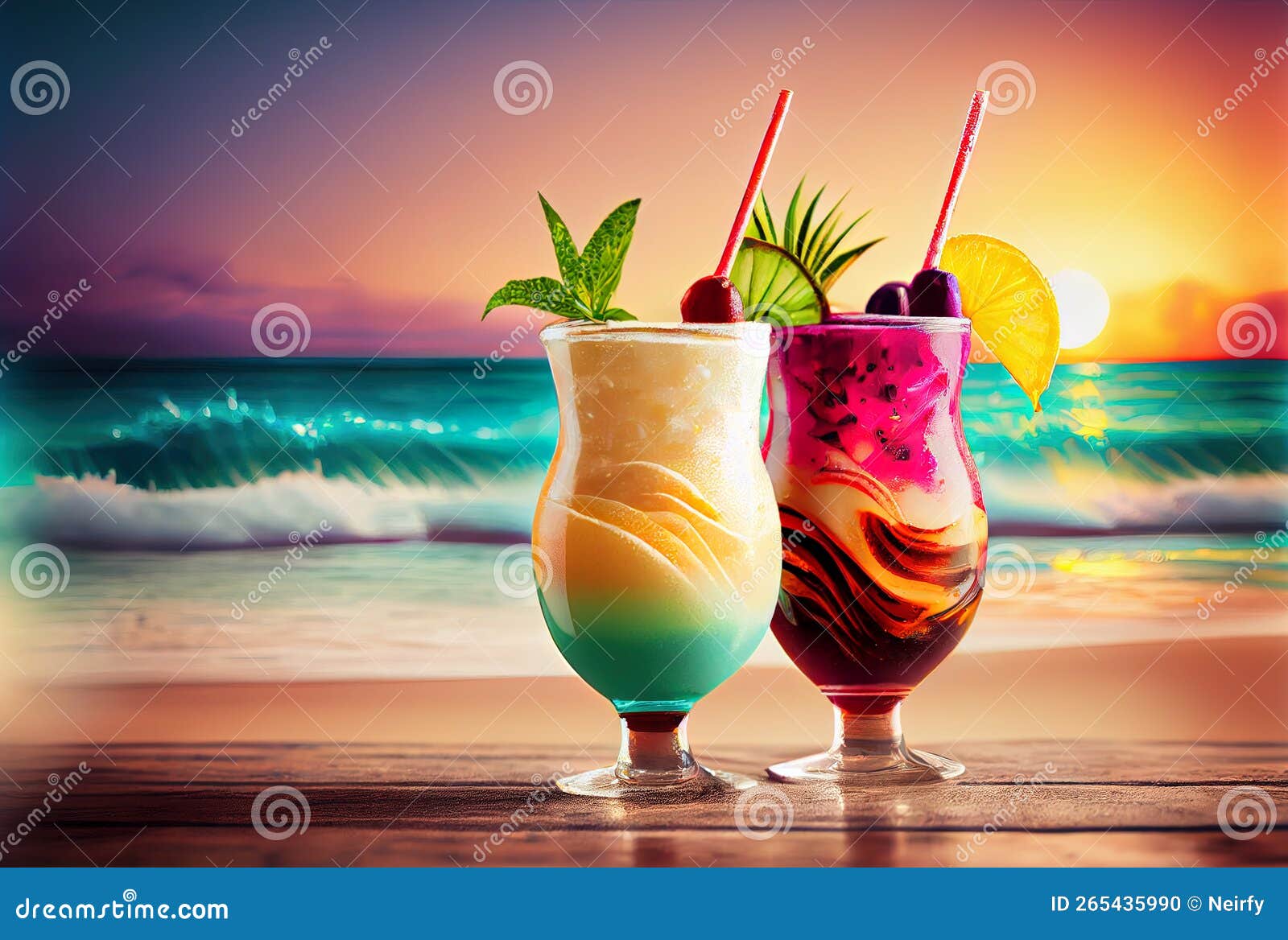 Summer Coctails By The Sea, Ai Generated Stock Photography ...