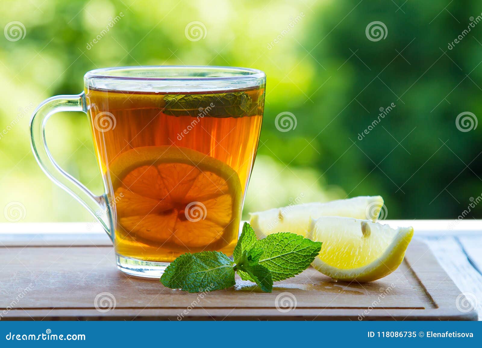 Summer Cold Cup of Tea on a Wooden Table Stock Image - Image of mint ...