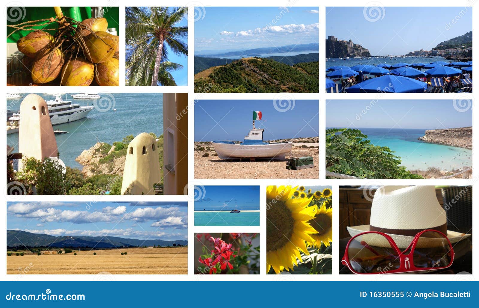 Summer collage stock image. Image of beach, boats, boat - 16350555