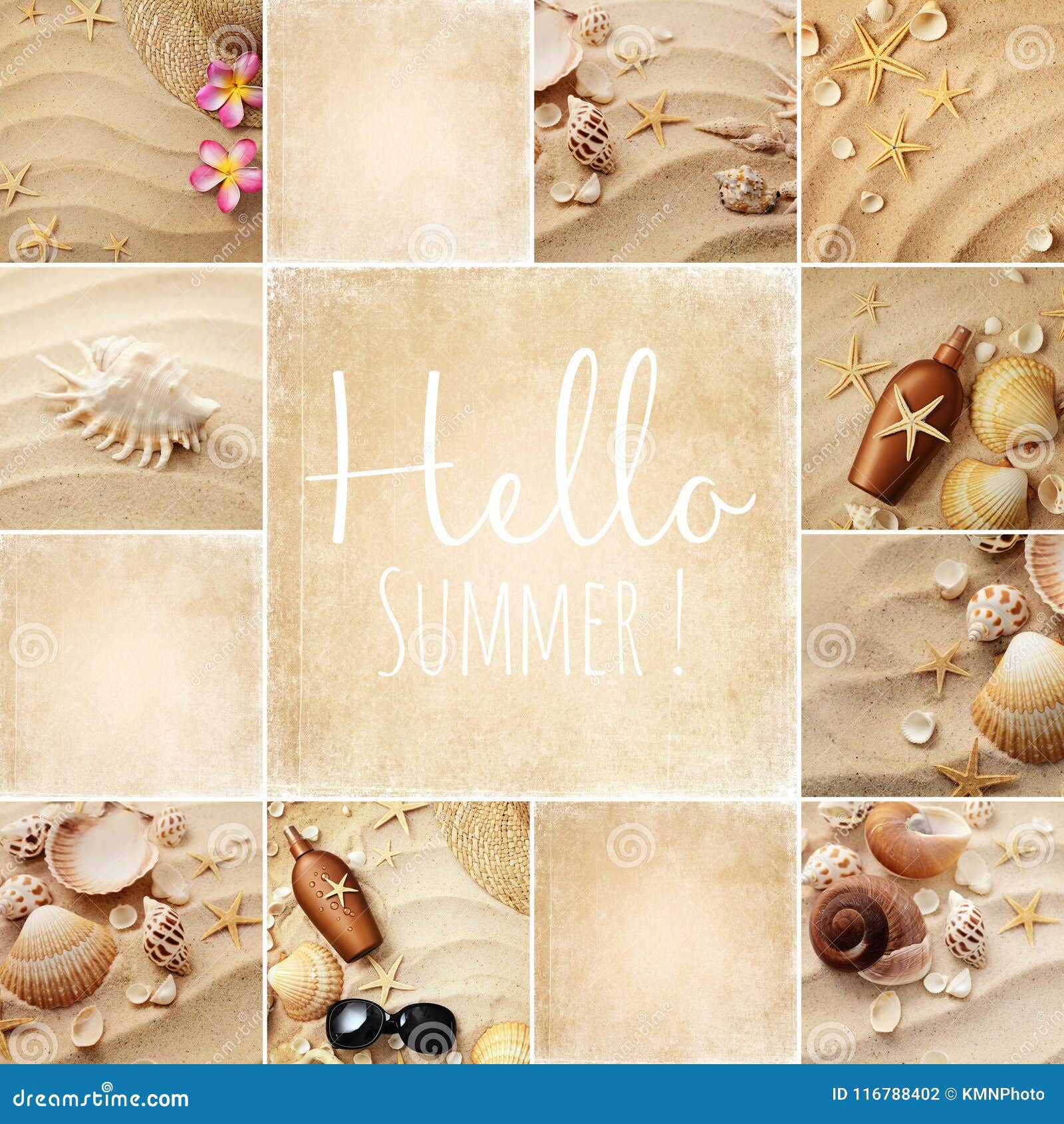 Summer collage stock photo. Image of beach, seashell - 116788402