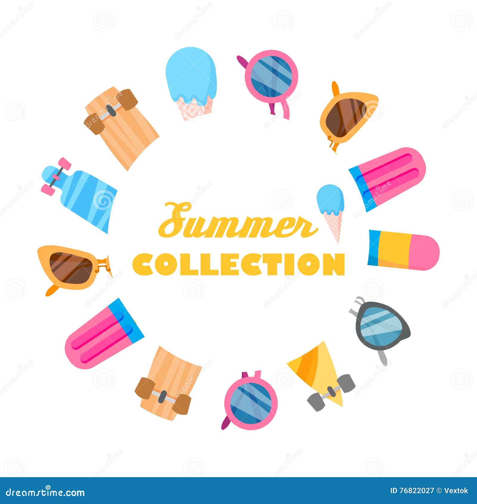 Summer Collection of Objects Stock Vector - Illustration of seamless ...