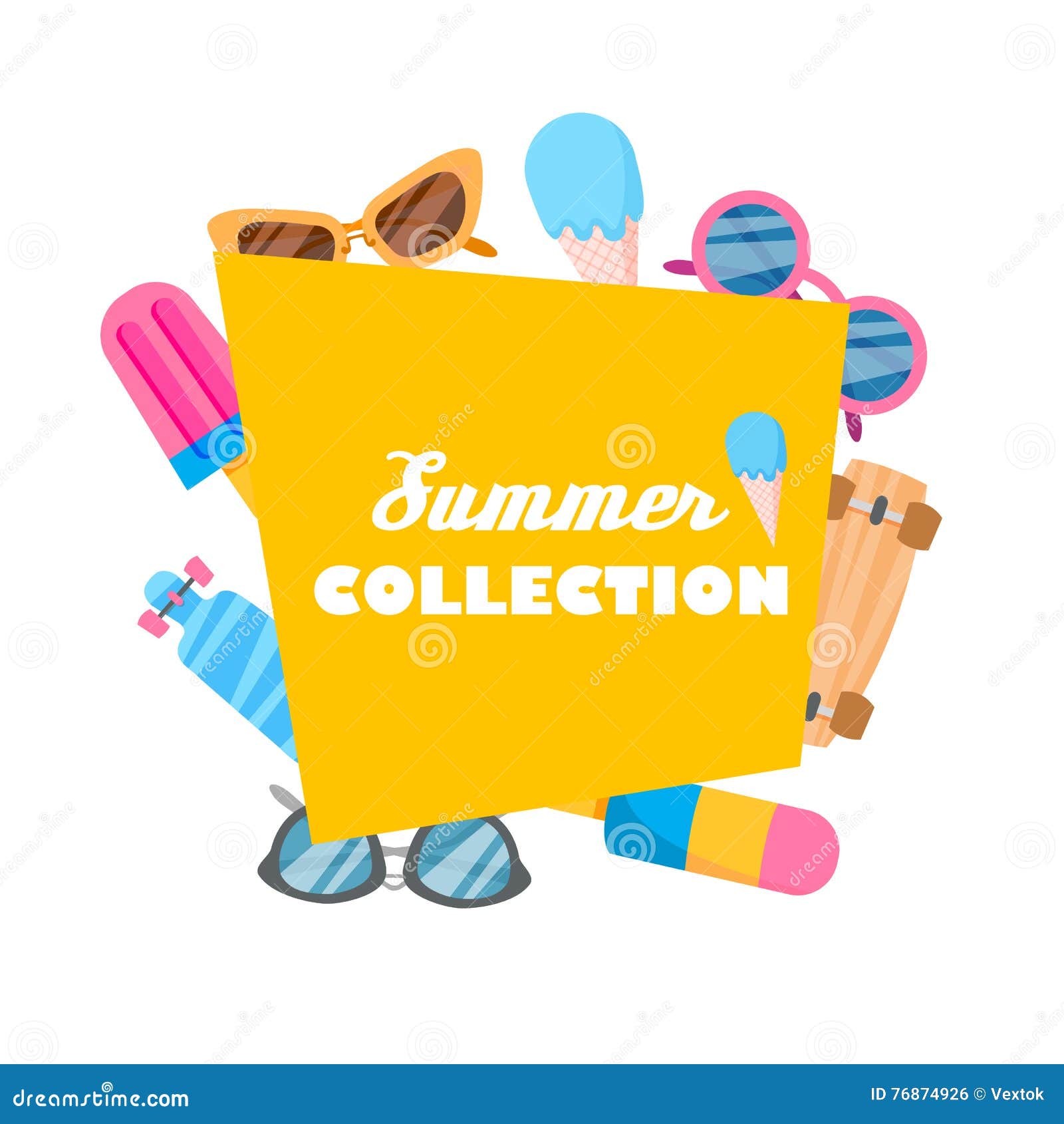Summer Collection of Objects Stock Vector - Illustration of design ...