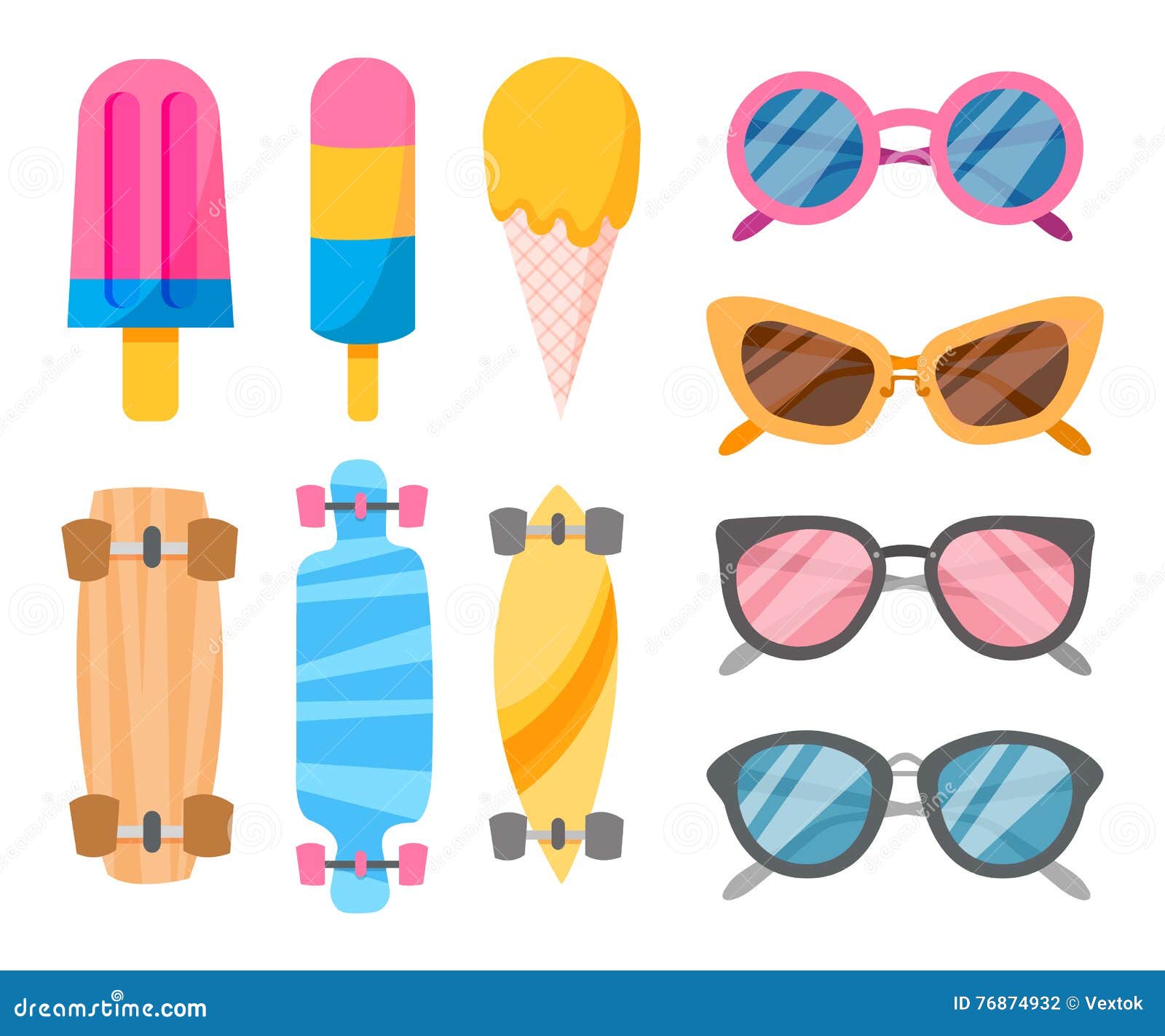 Summer Collection of Objects Stock Vector - Illustration of food ...