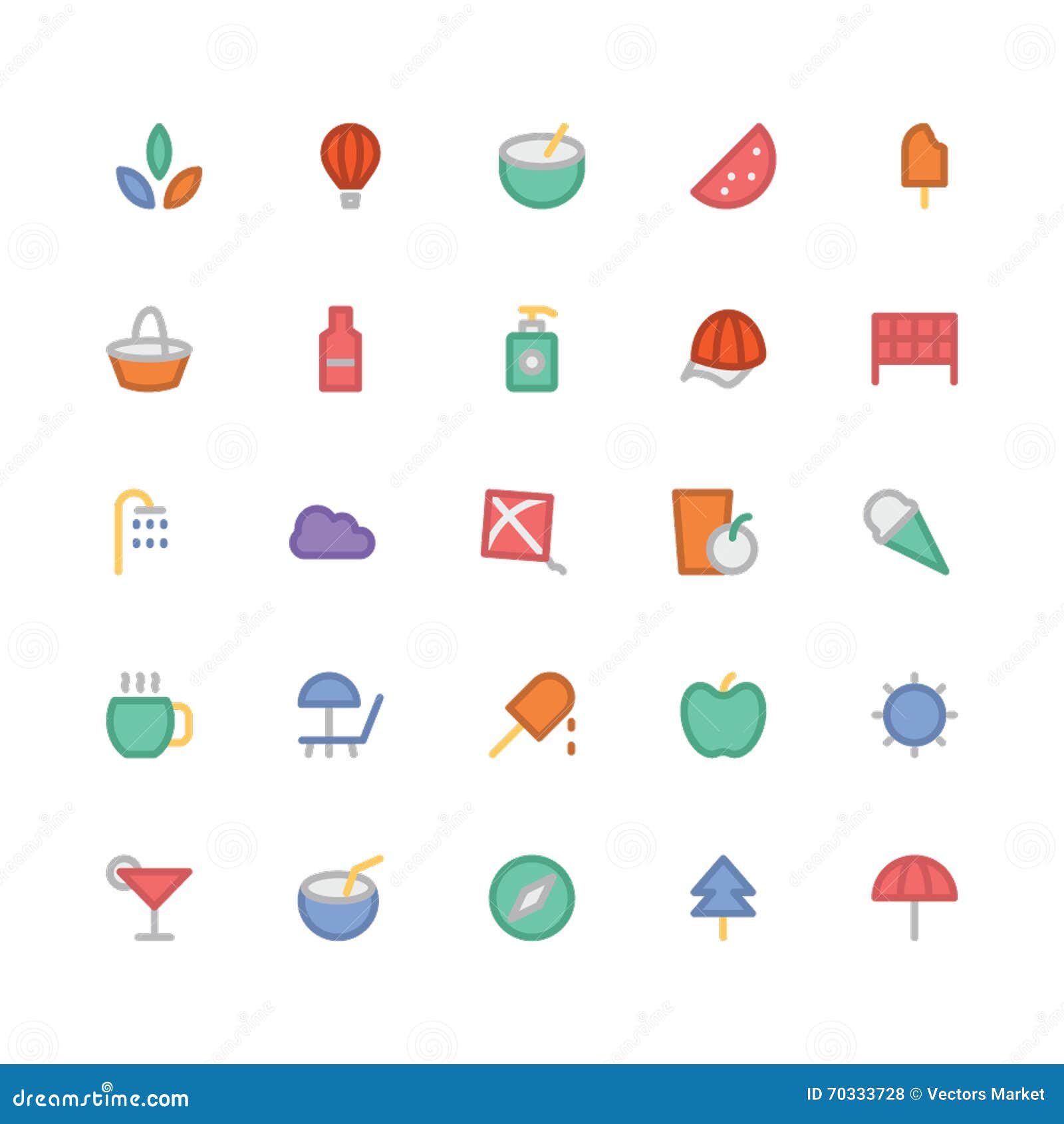 Summer Colored Vector Icons 4 Stock Illustration - Illustration of ...