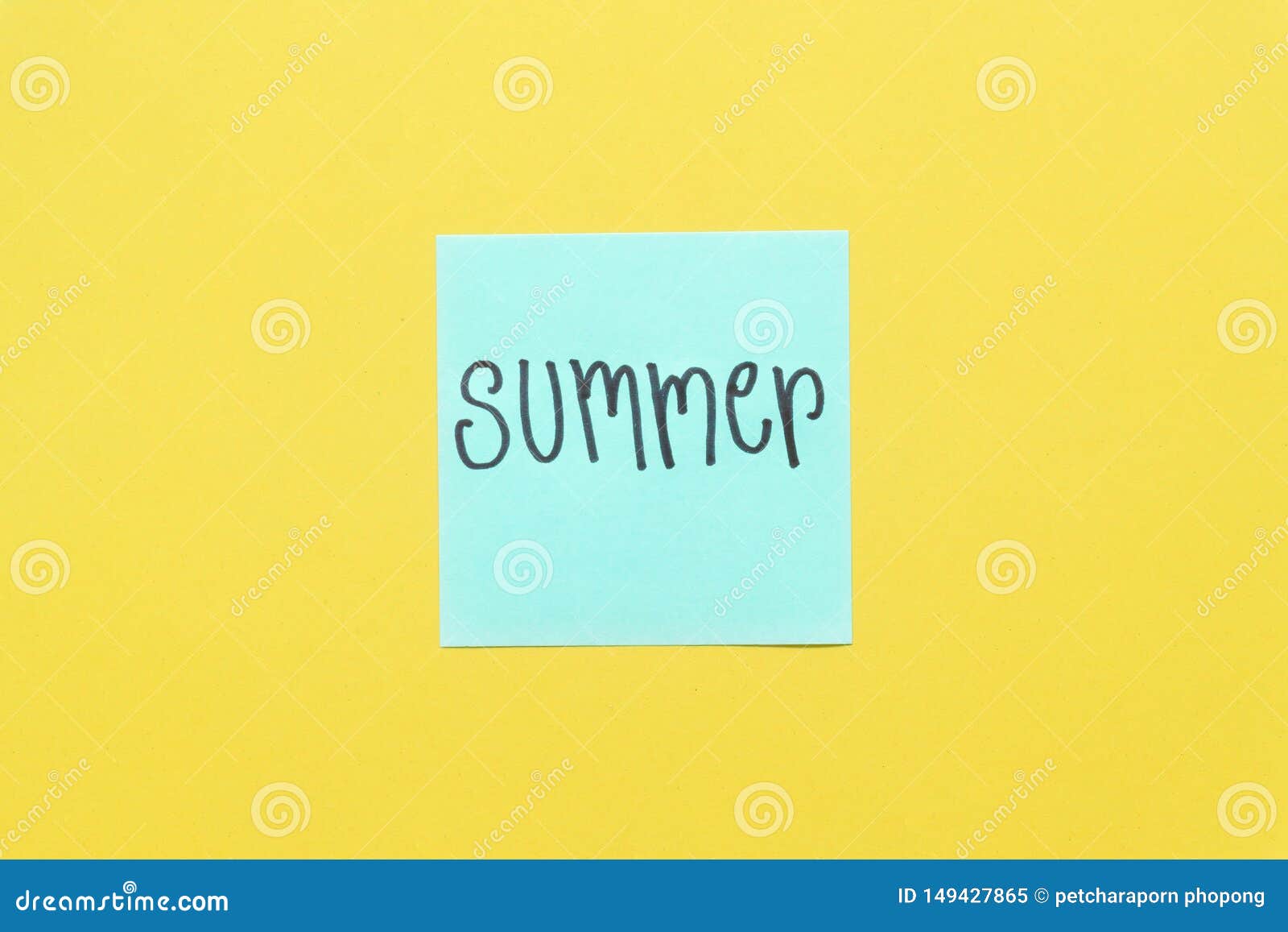 Summer Colorful Sticky Notes on a Free Yellow Background Space Stock ...