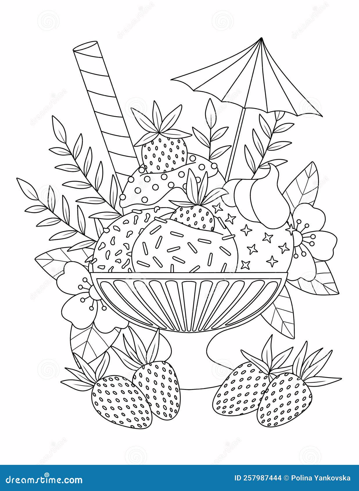 Summer Coloring Page for Adult Stock Illustration - Illustration of ...