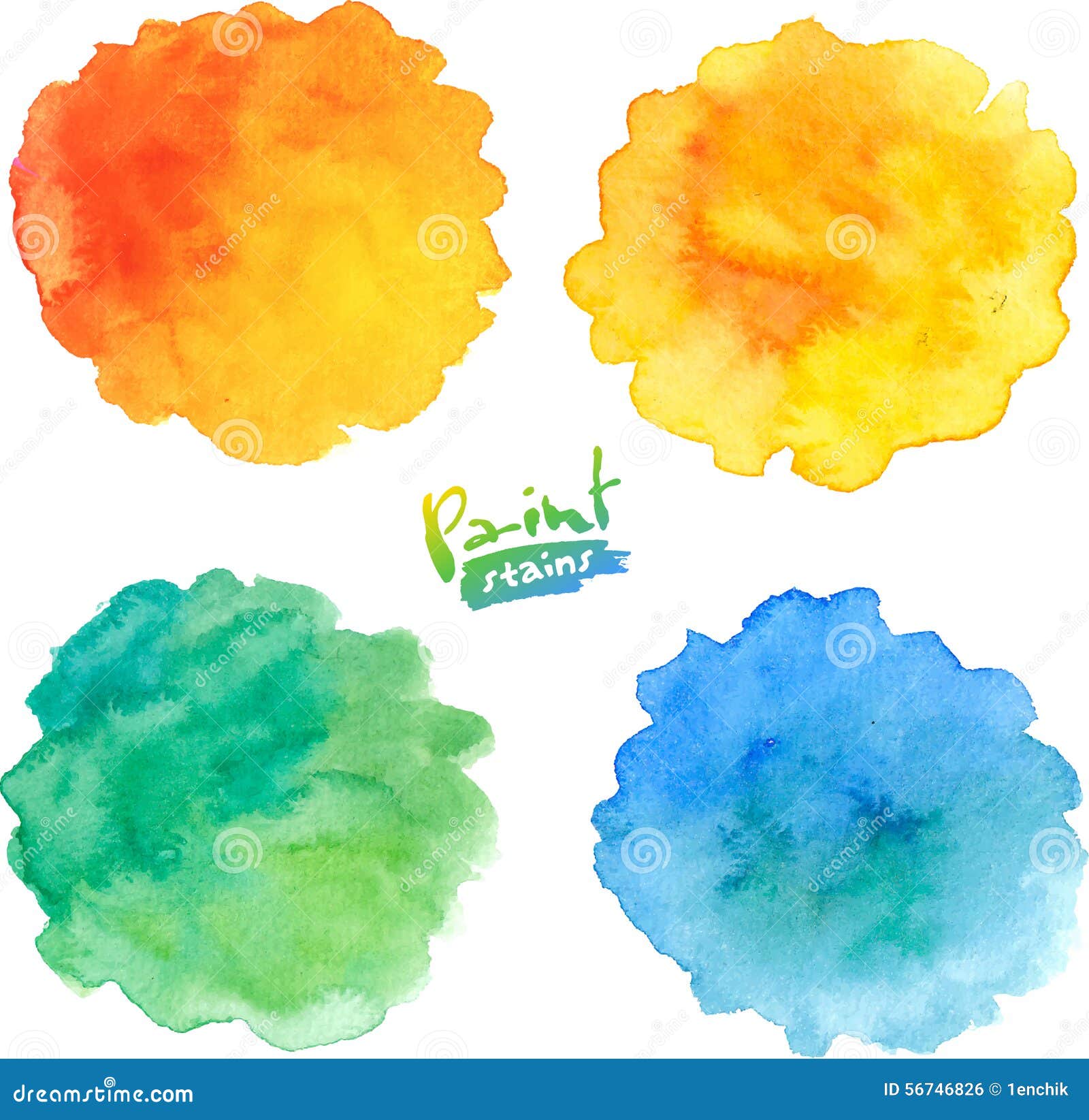 Summer Colors Vector Watercolor Splashes Set Stock Vector ...