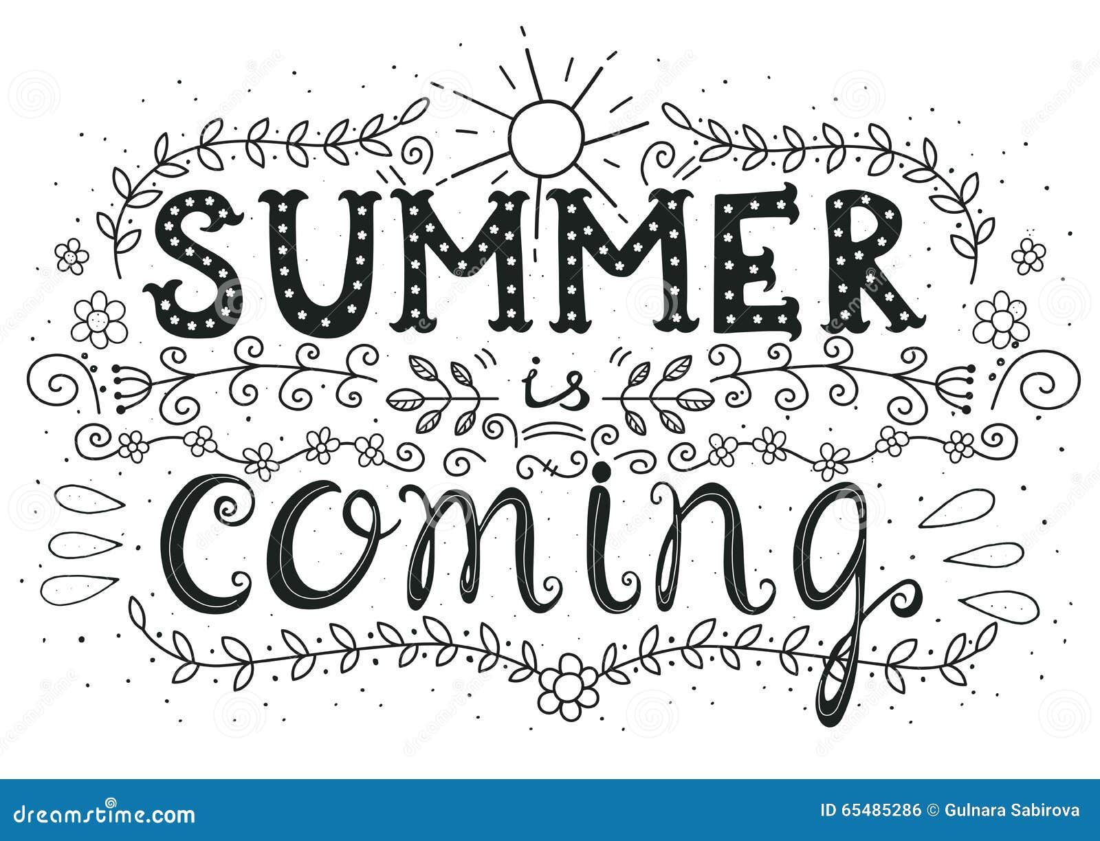 Summer is Coming. Hand Drawn Motivation Lettering Poster Stock Vector ...
