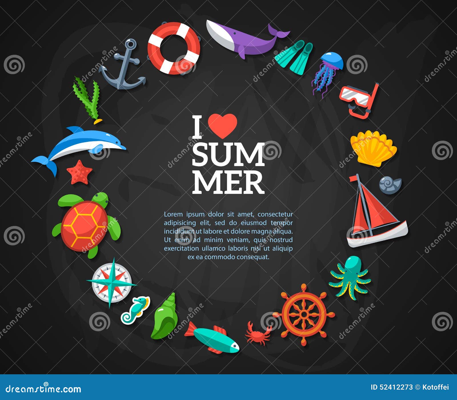 Summer Concept. Flat Icons Arrange in the Form of Stock Vector ... Summer Concept. Flat Icons Arrange in the Form of Stock Vector ...