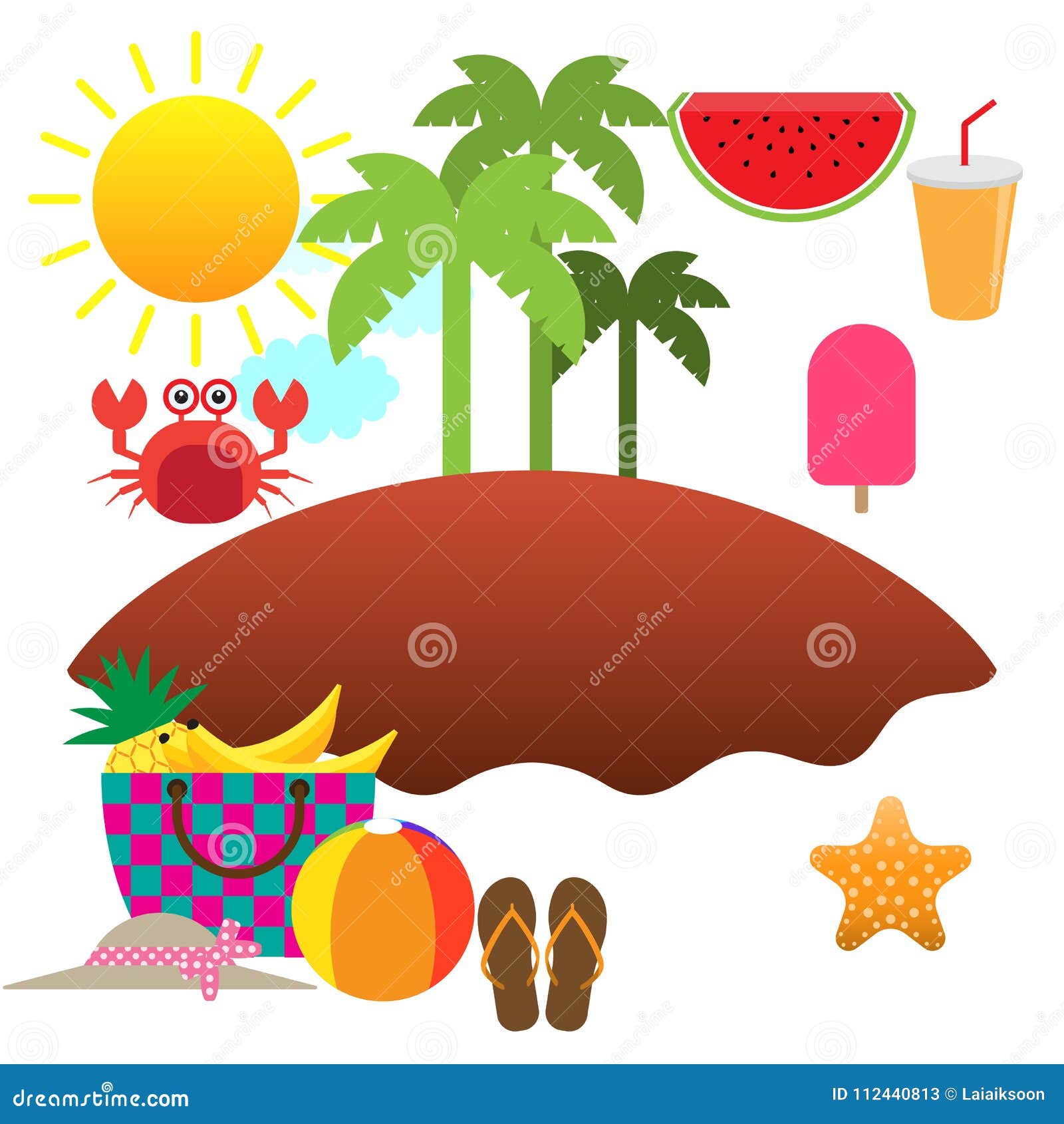 Summer Concept. Flat Icons with Place for Text Stock Vector ... Summer Concept. Flat Icons with Place for Text Stock Vector ...