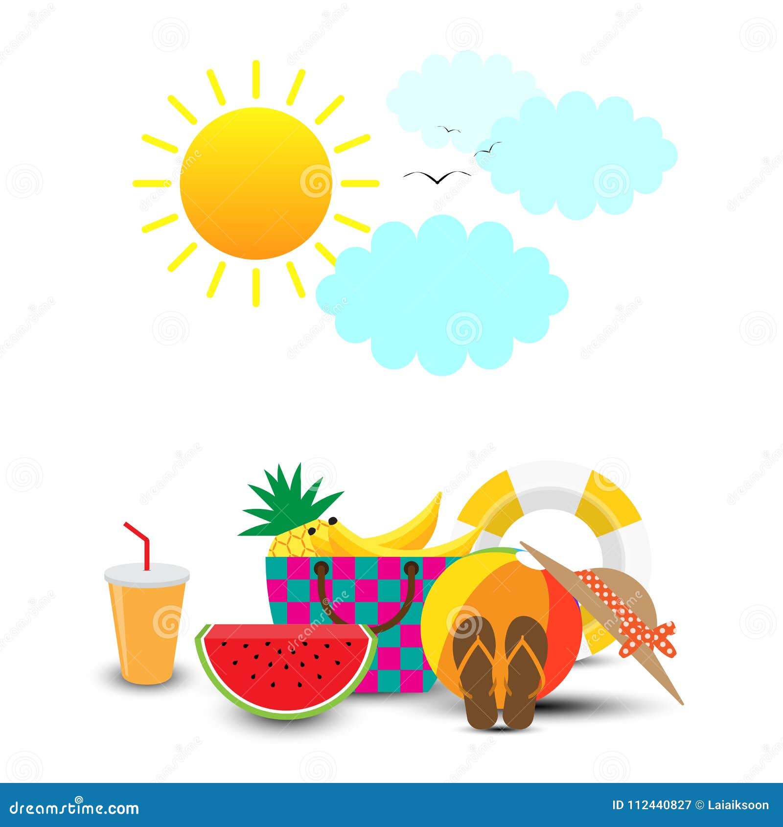 Summer Concept. Flat Icons with Place for Text Stock Vector ... Summer Concept. Flat Icons with Place for Text Stock Vector ...