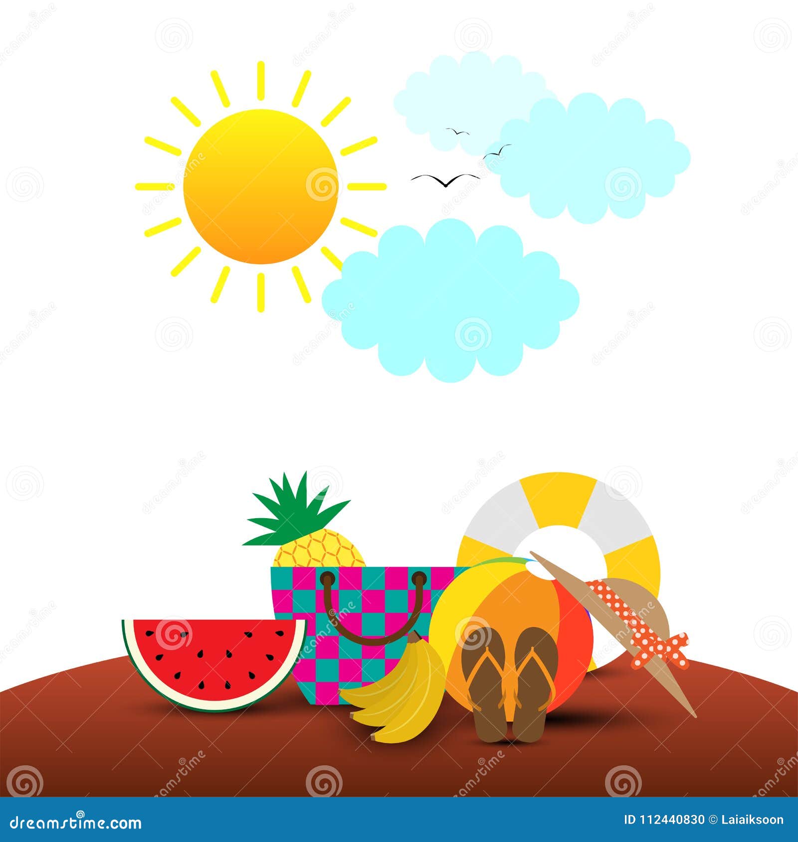 Summer Concept. Flat Icons with Place for Text Stock Vector ... Summer Concept. Flat Icons with Place for Text Stock Vector ...