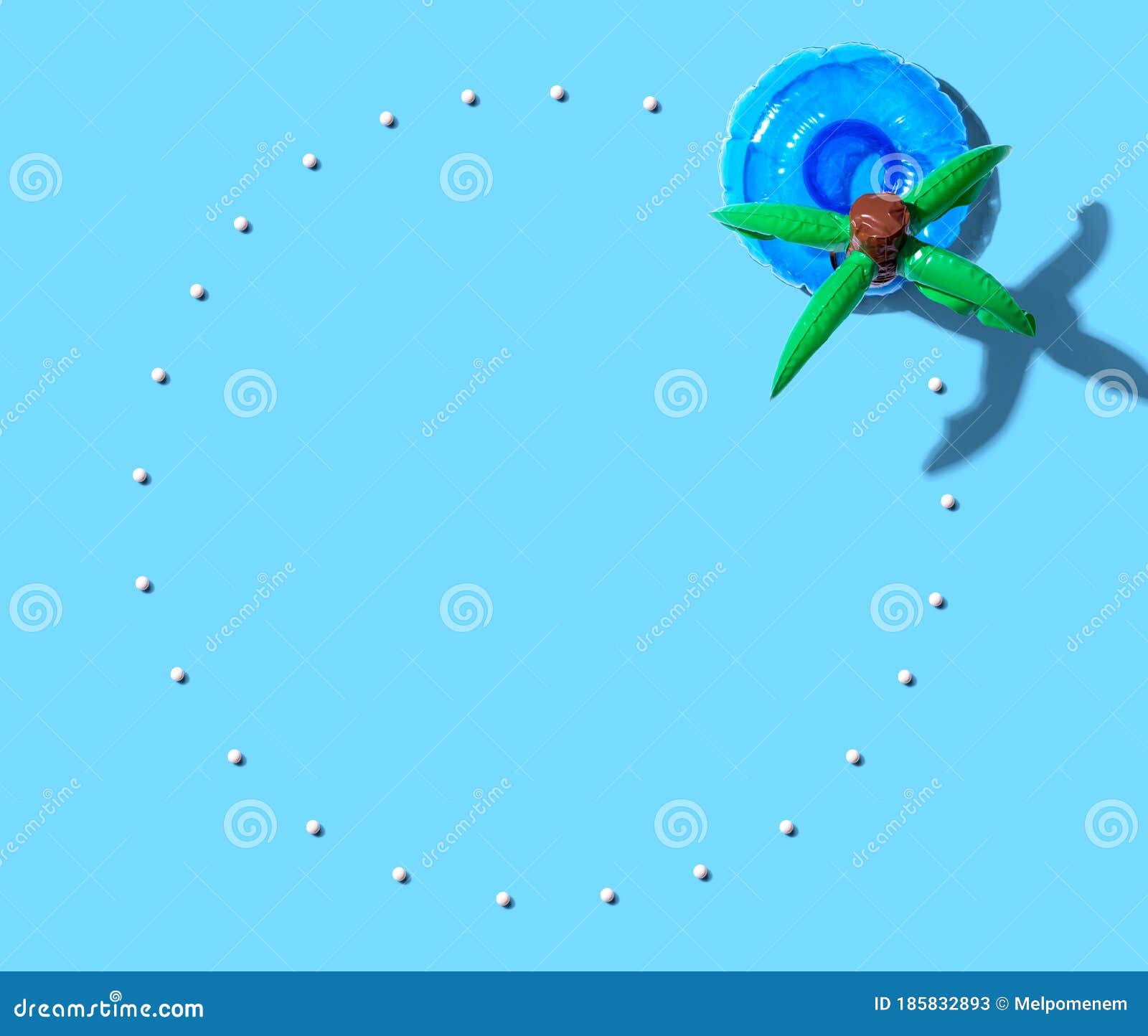 Summer Concept with a Palm Tree Float Overhead View Stock Image - Image ...