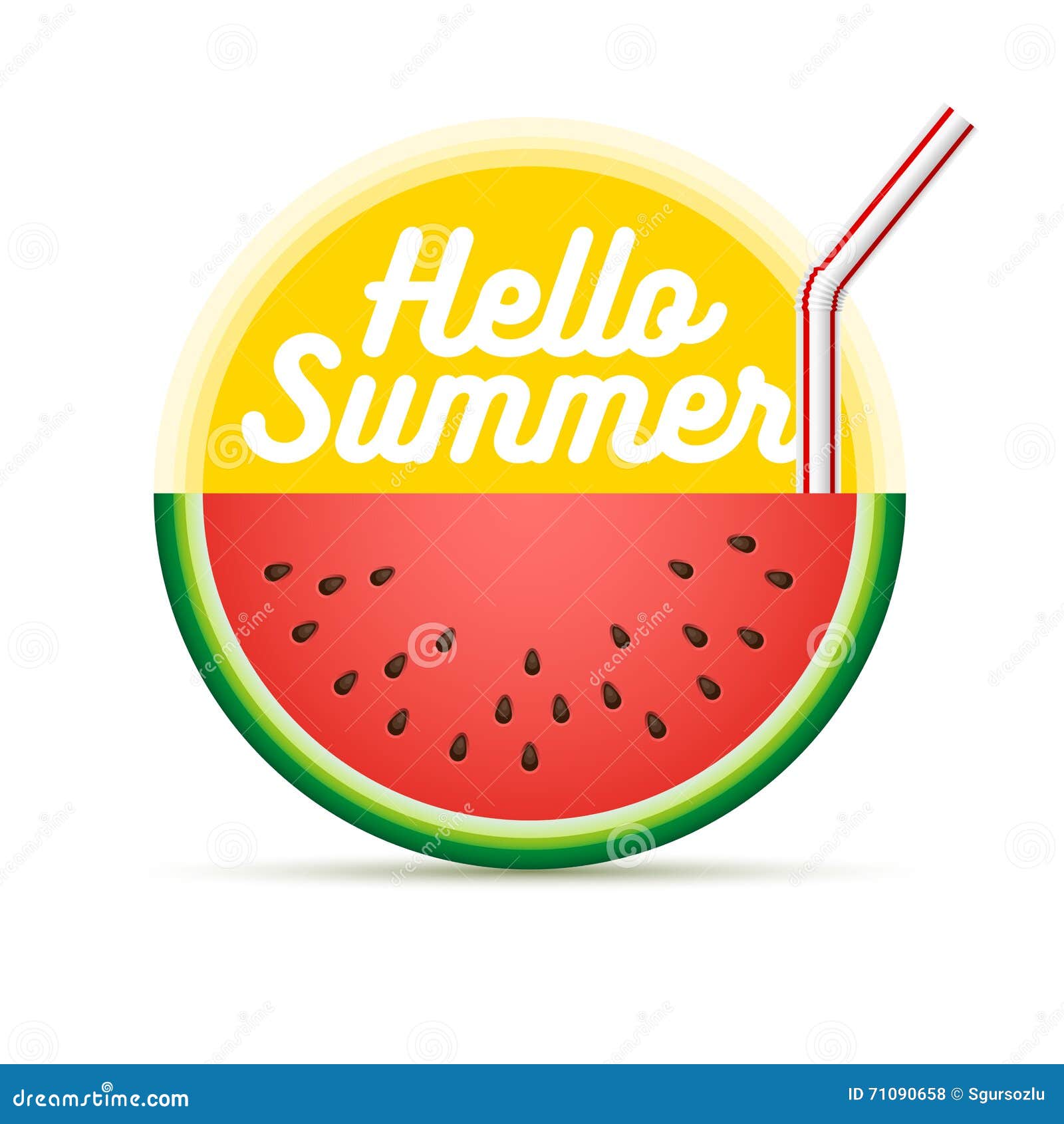 Summer Concept Sun and Watermelon Stock Vector - Illustration of ...