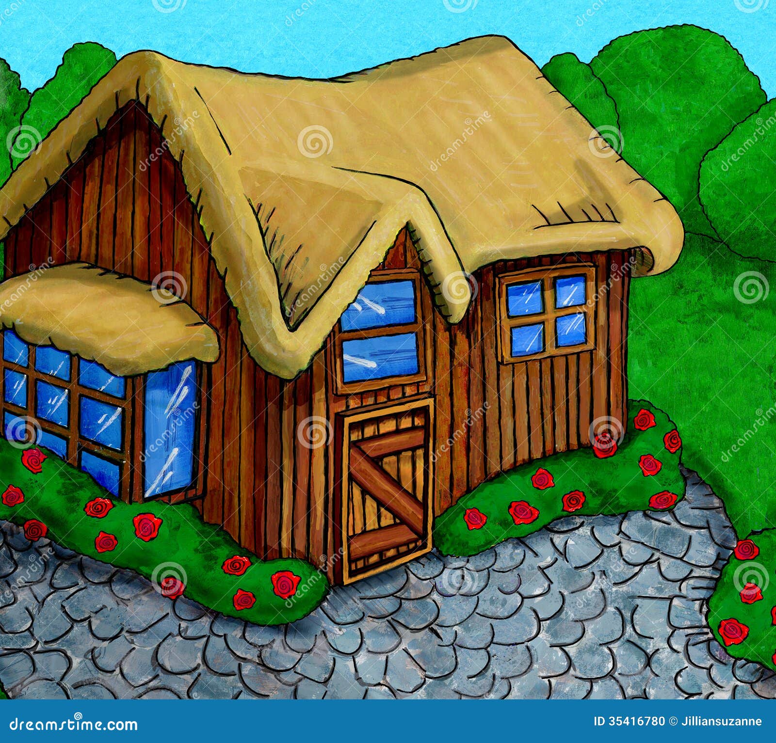 Summer Cottage stock illustration. Illustration of lane - 35416780