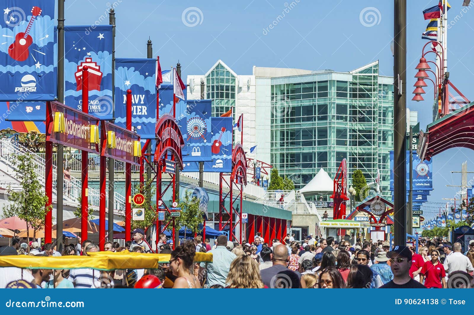 Summer In Chicago Along The Riverfront With Coca-Cola Truck On Wells ...