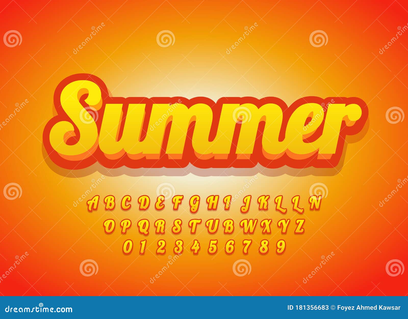 Summer 3d Font Style Effect, Retro Vibes Stock Vector - Illustration of ...