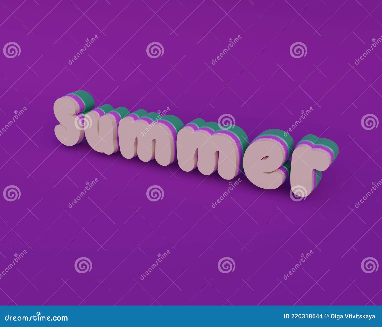 Summer 3d Layered Colorful Text Illustration. Rendering Illustration ...