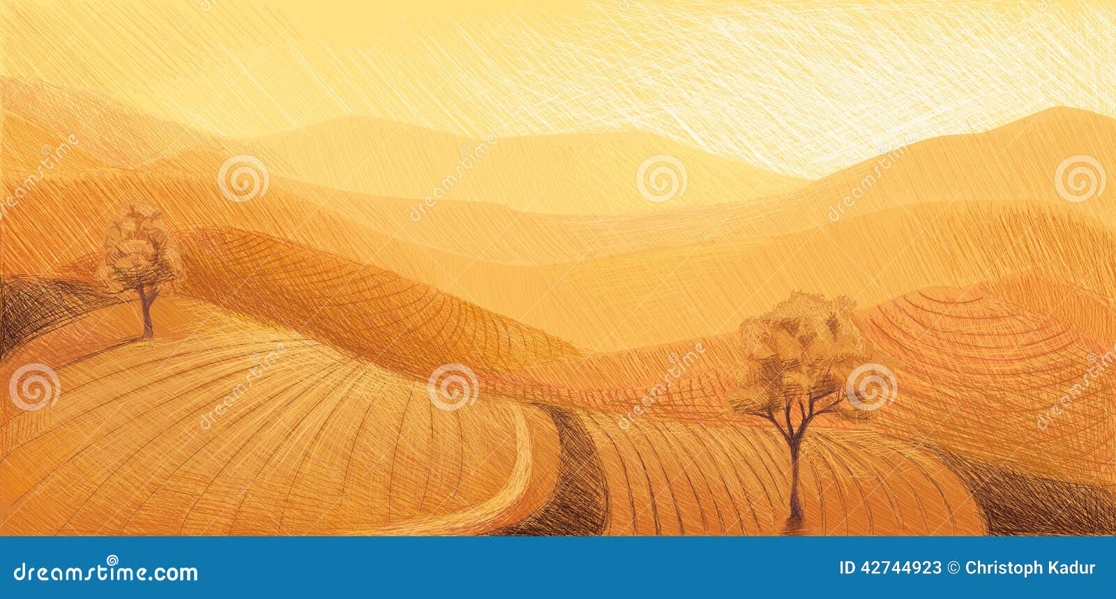 Summer Dale Landscape stock illustration. Illustration of painted ...