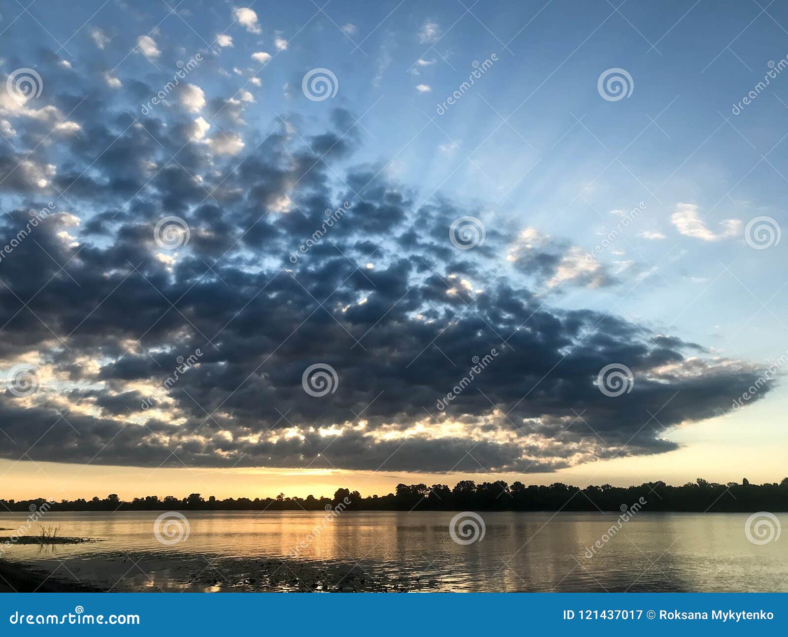 Summer dawn on the river stock image. Image of calm - 121437017