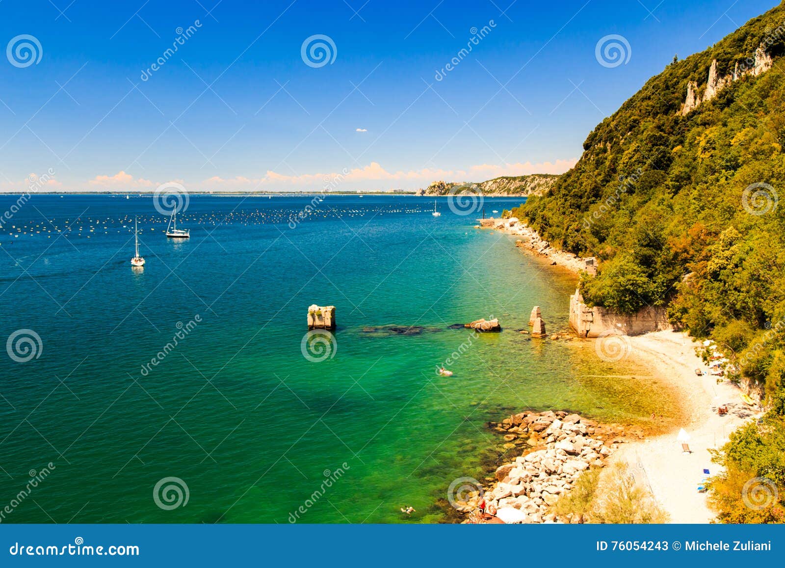 Summer Day at the Beach in the Gulf of Trieste Stock Image - Image of ...