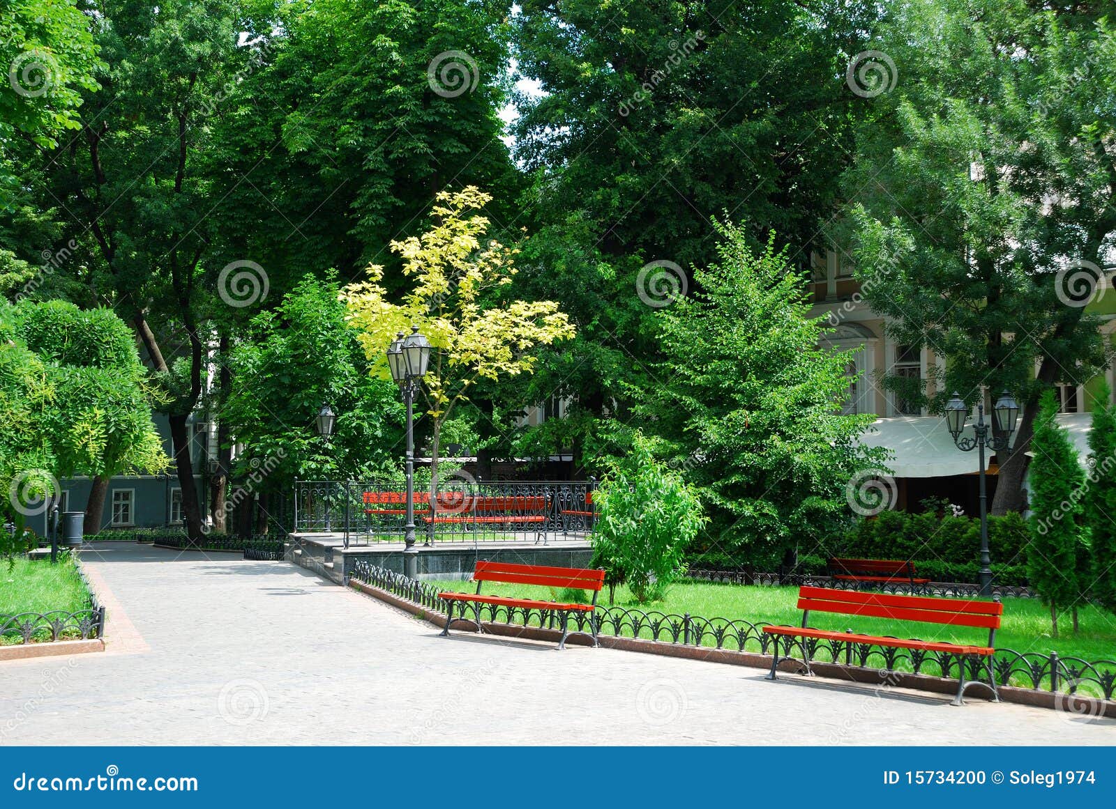 Summer day in city park stock photo. Image of shadow - 15734200